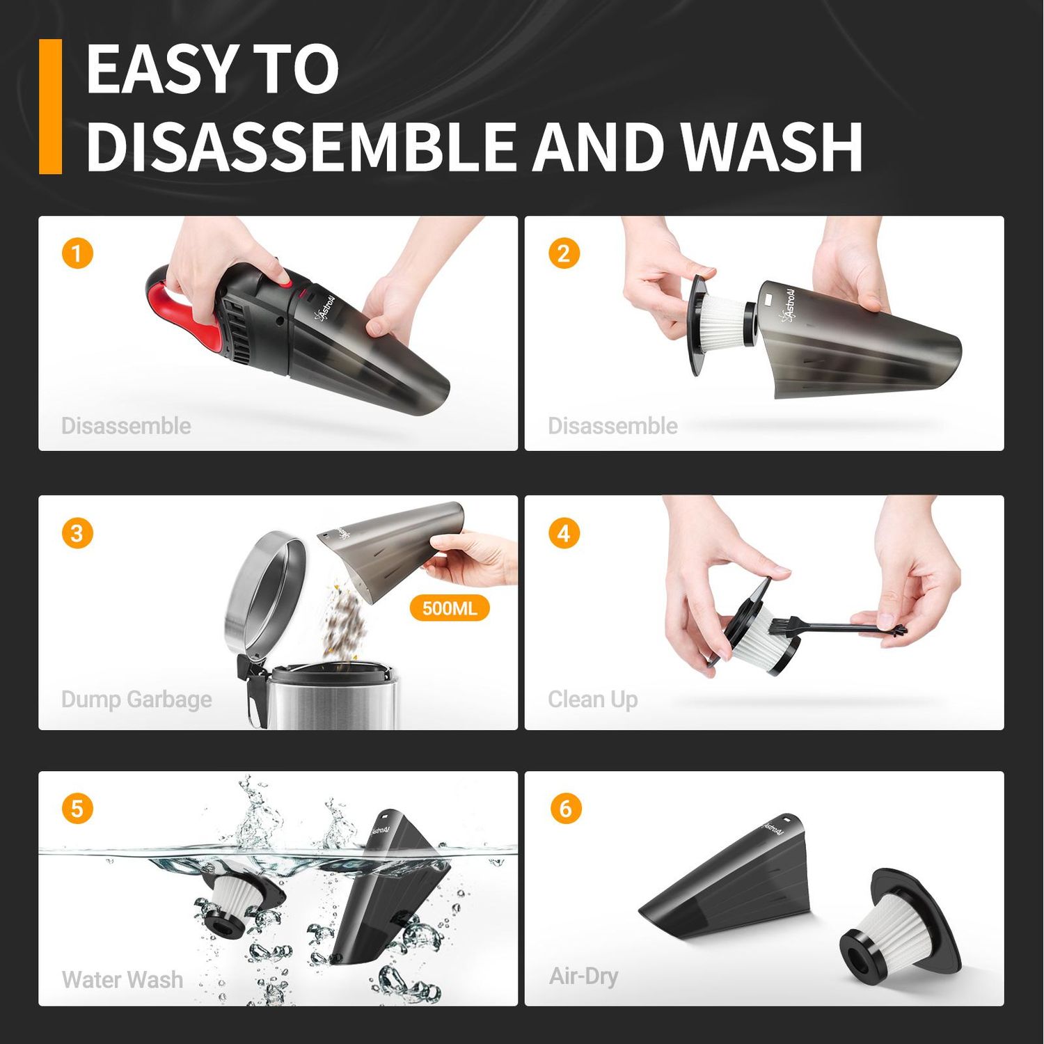 AstroAI 12 Volt DC Portable Car Vacuum Cleaner Cleaning Kit with 3 Filter