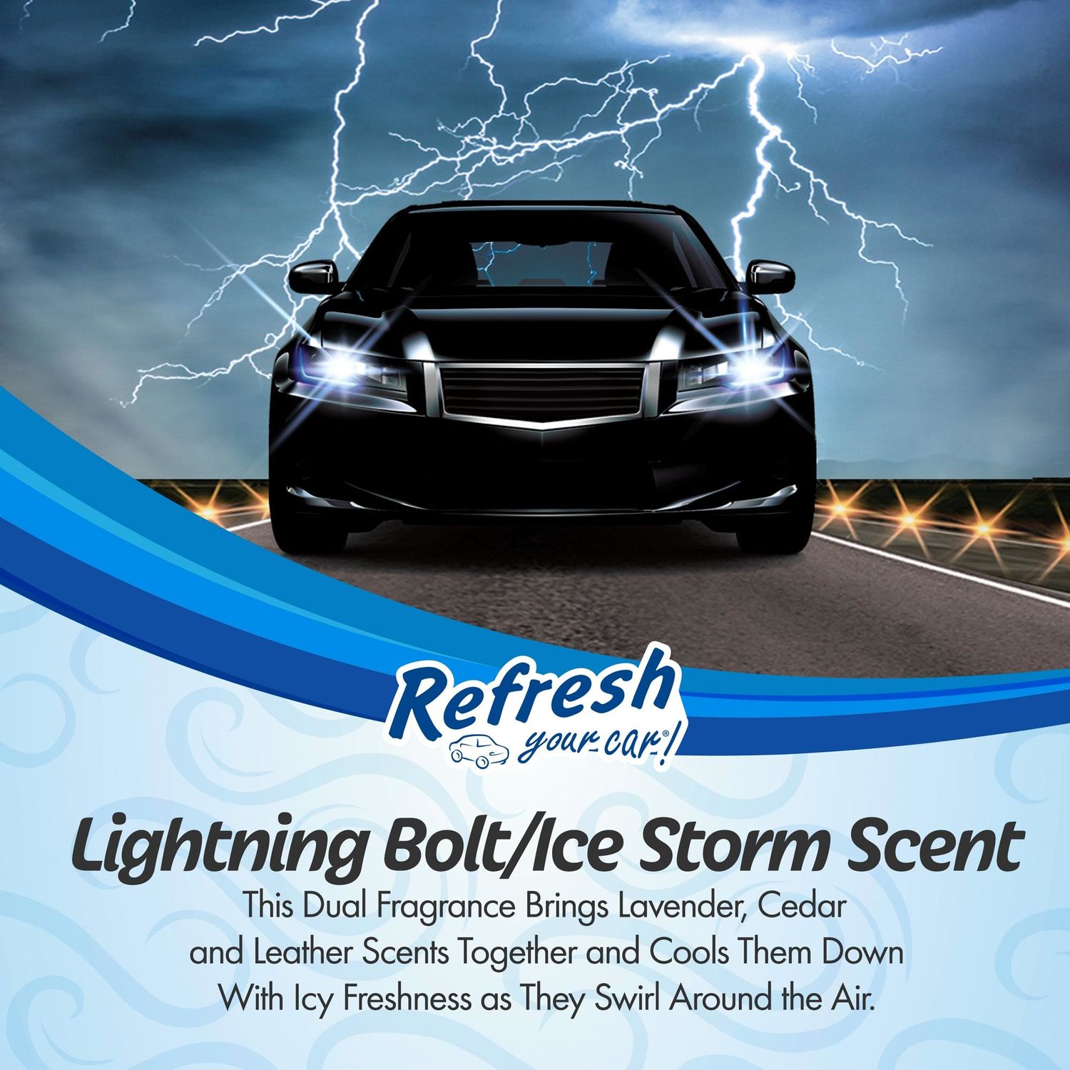 Refresh Your Car Light Bolt Ice Storm Scent Vent Air Freshener 4 Pack