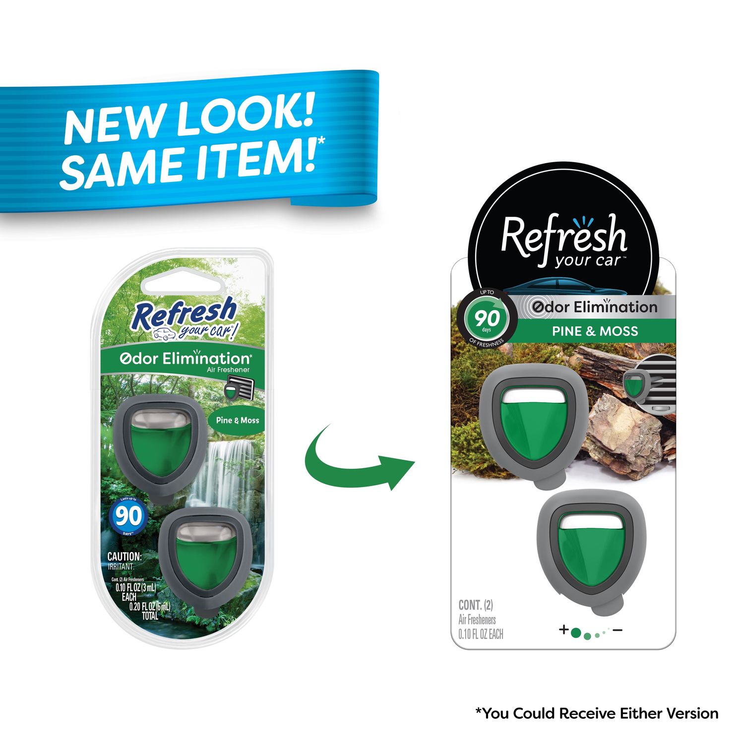 Refresh Your Car Pine Moss Scent Air Freshener Mini Diffuser 2 Pack