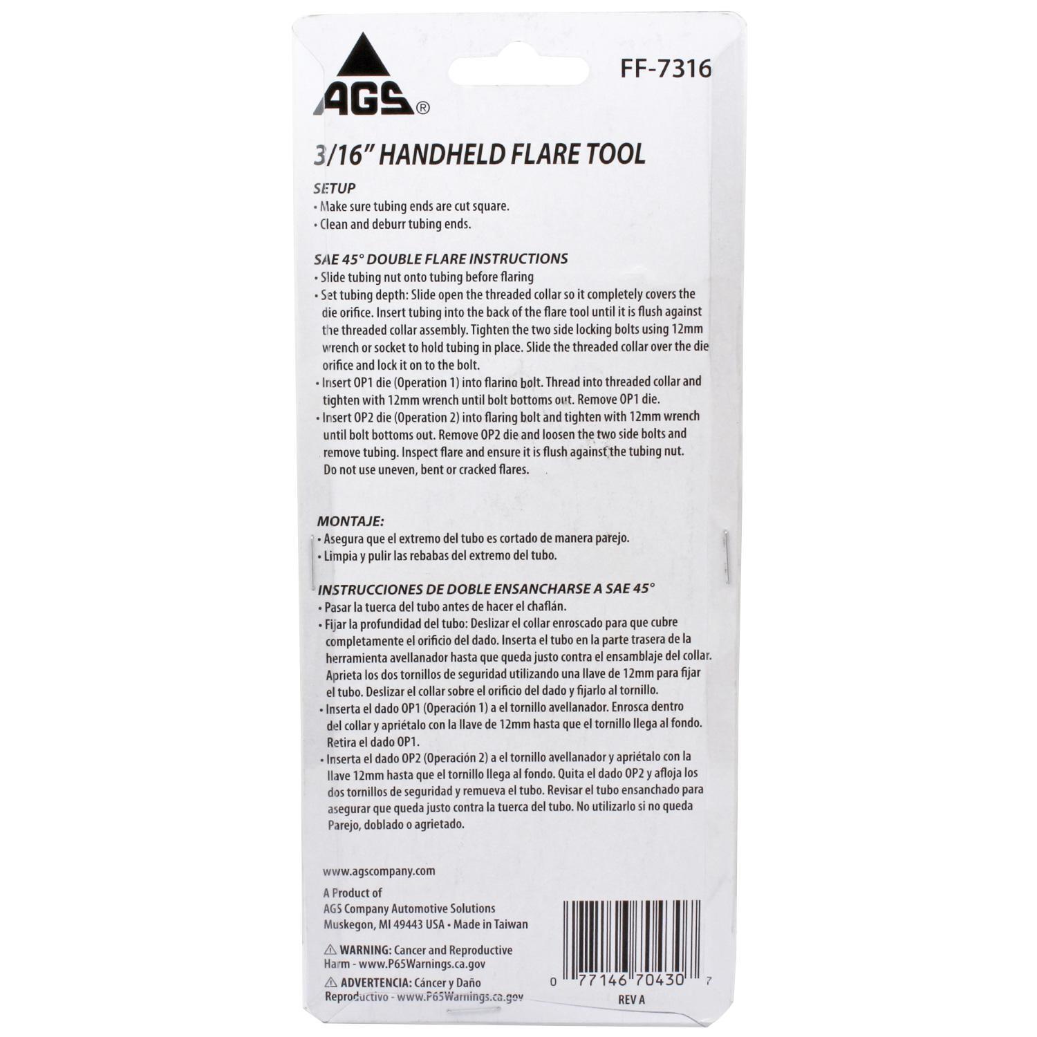 AGS 1/4in Flare Force 7, Handheld Flare Tool