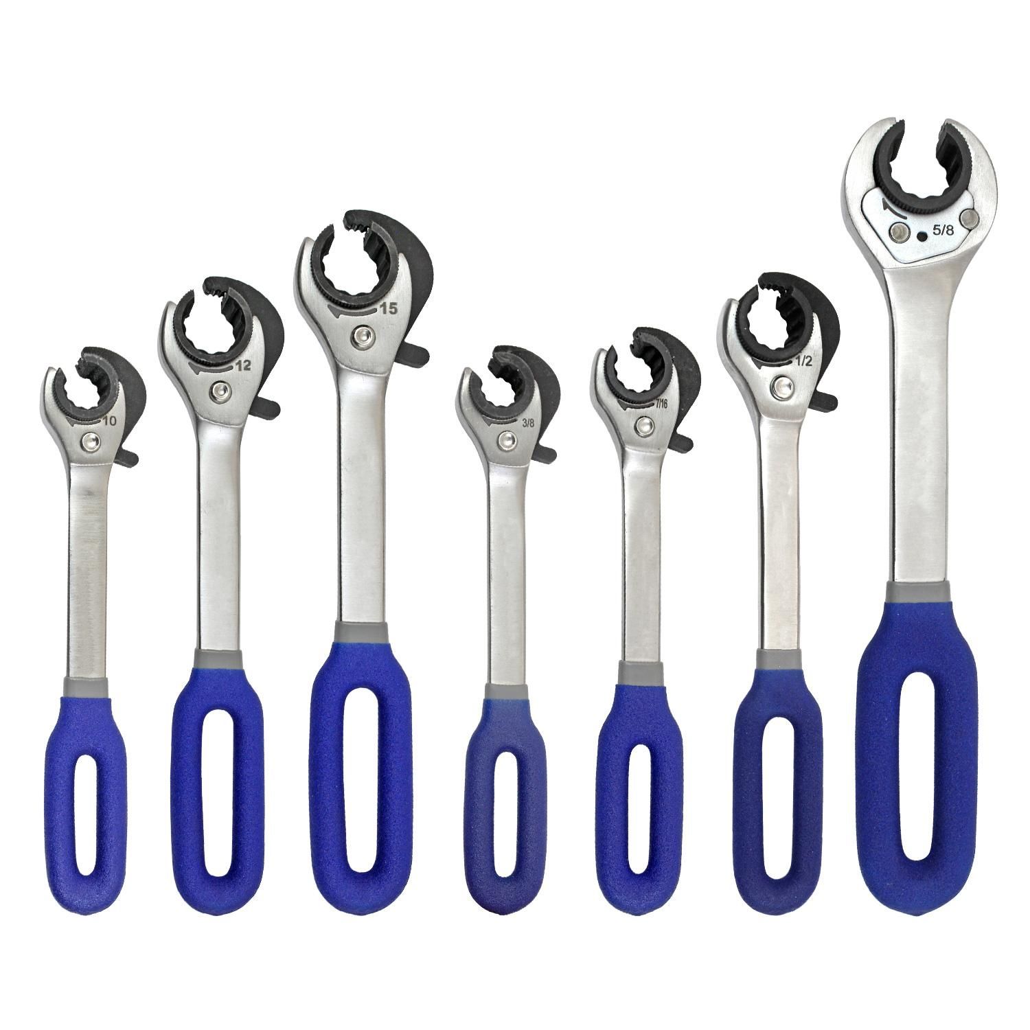 Ags Ratcheting Line Wrench Set 7 Piece