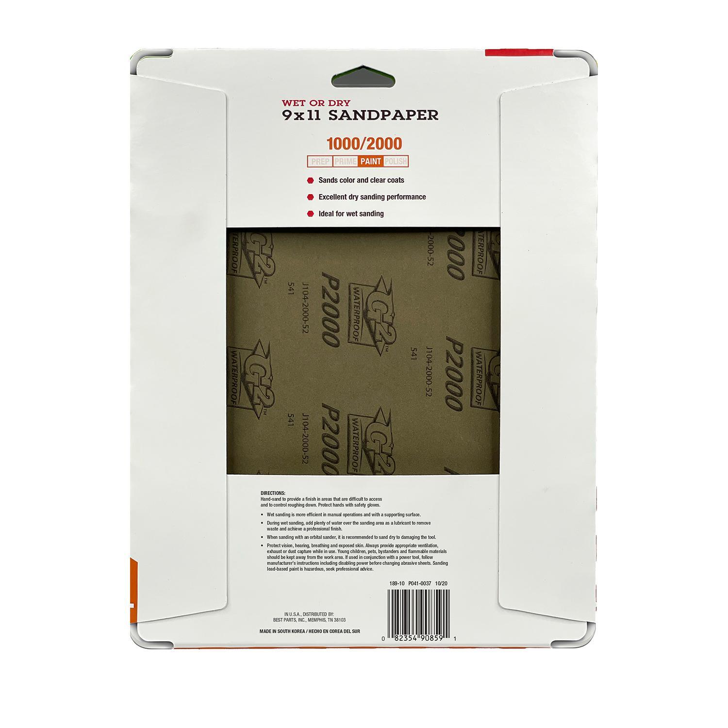 SureBilt 9in x 11in Wet or Dry Sandpaper 1000, 2000 Grit 4 Pack