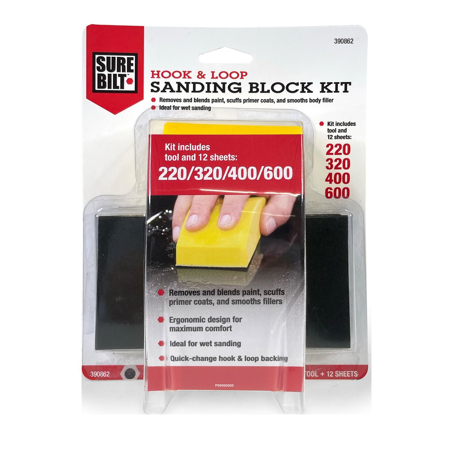 SureBilt 200, 320, 400, 600 Grit Hook and Loop Sanding Block Kit