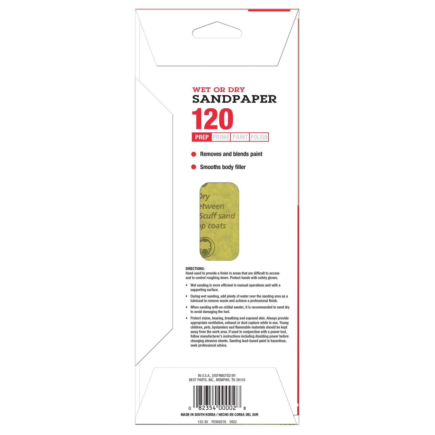 SureBilt 120 Grit 3 2/3in x 9in Waterproof 1/3 Sheet Sandpaper 5 Pack