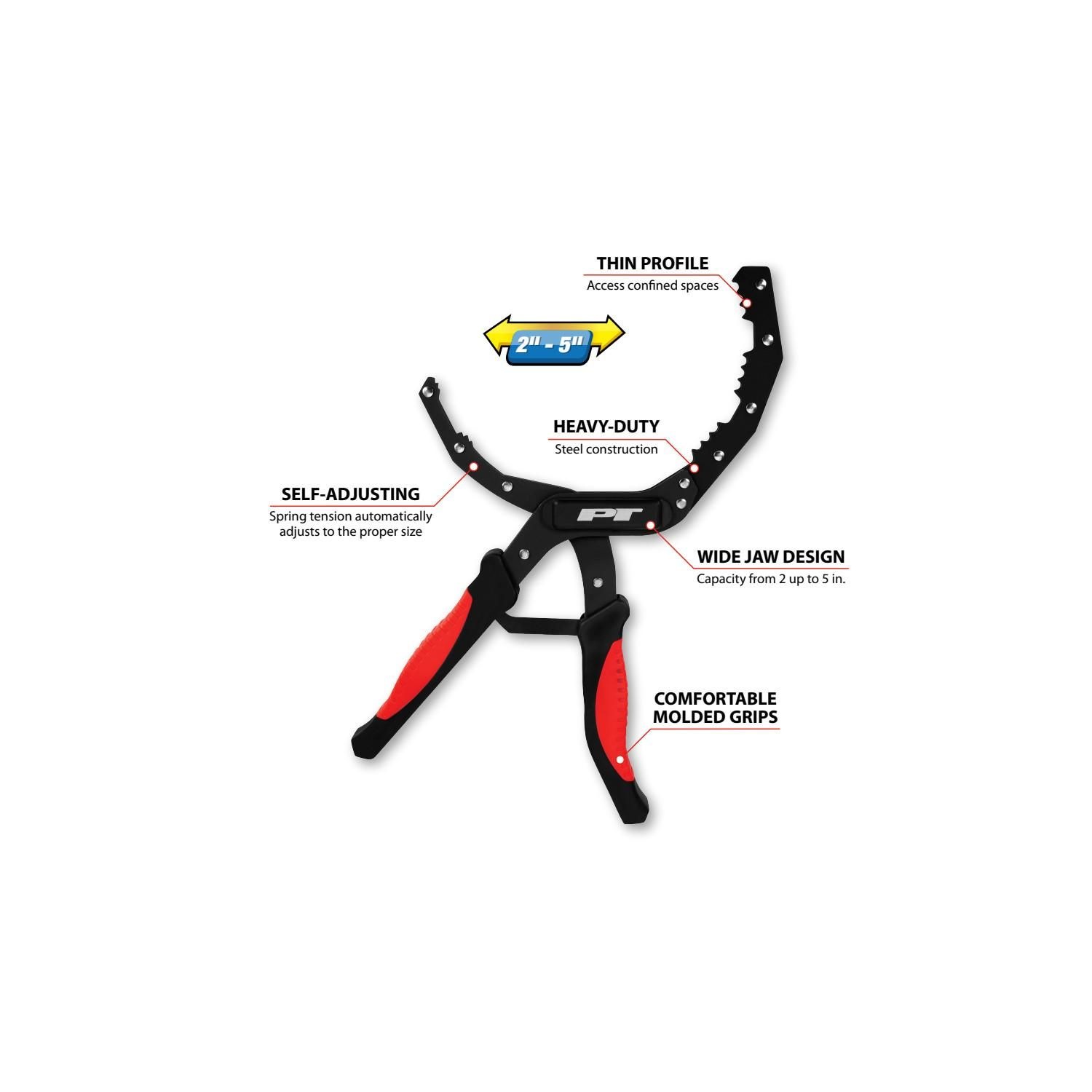SureBilt 2in to 5in Self Adjusting Oil Filter Pliers