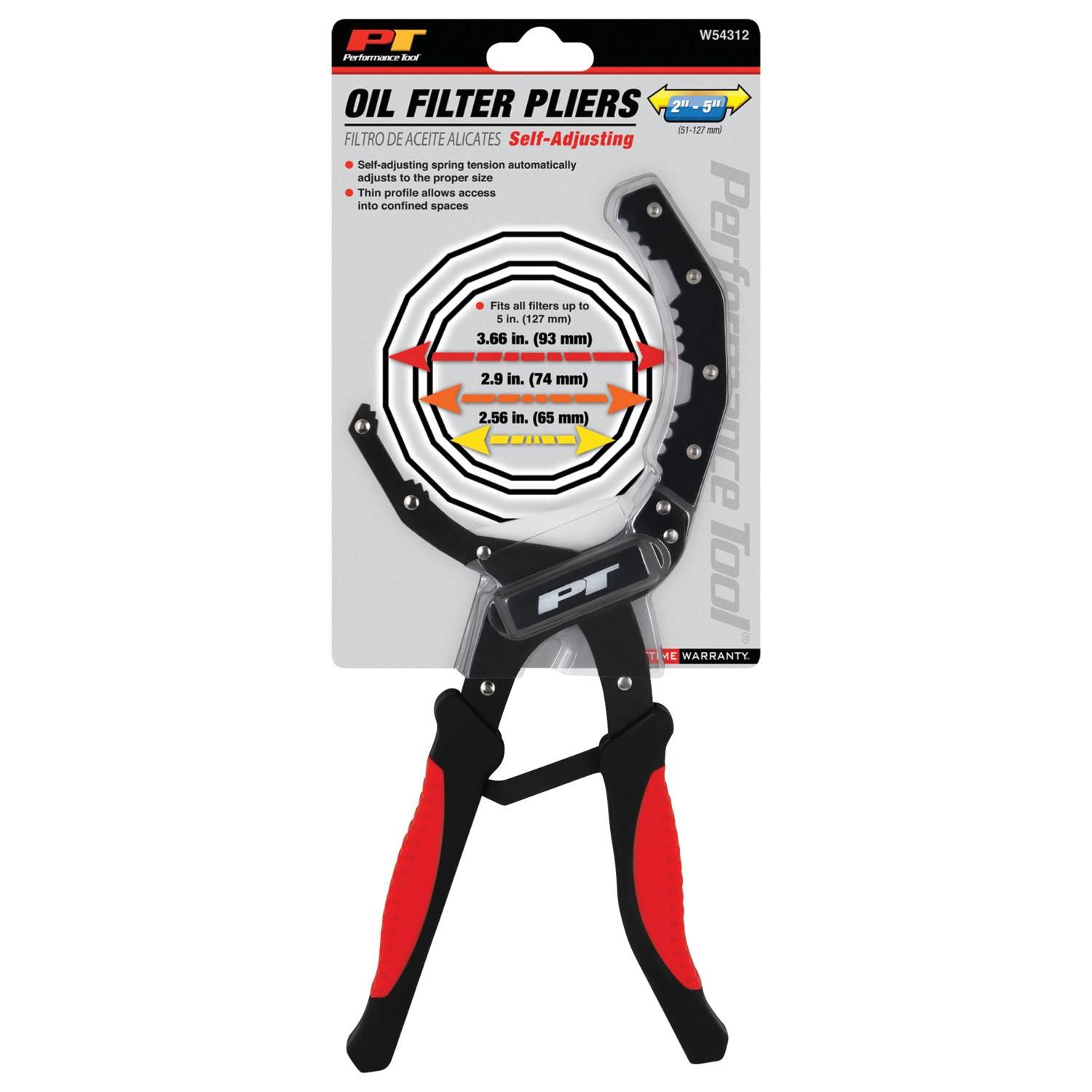 Performance Tool 2in to 5in Self Adjusting Oil Filter Pliers