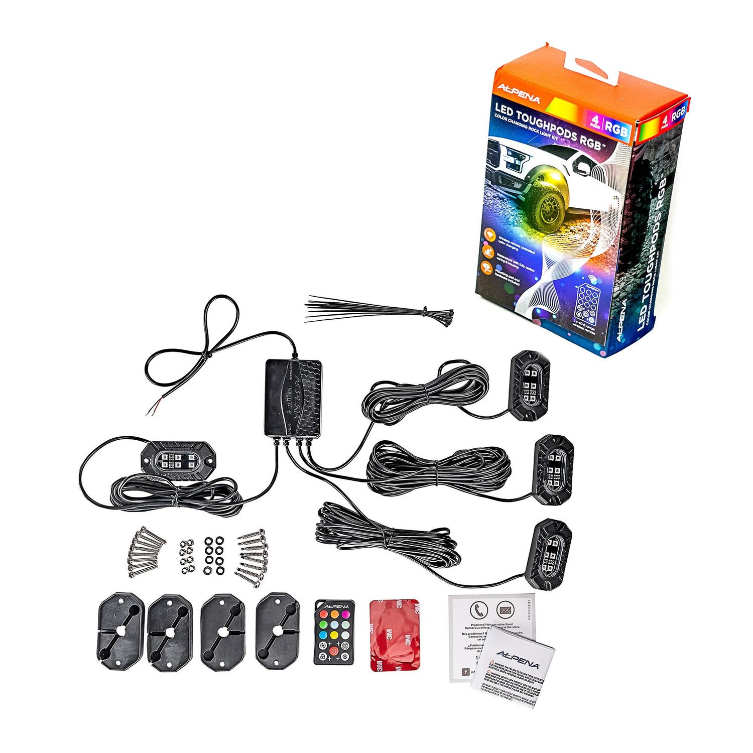 Alpena Multi-Color LED ToughPods RGB Rock Lights with Remote Controller