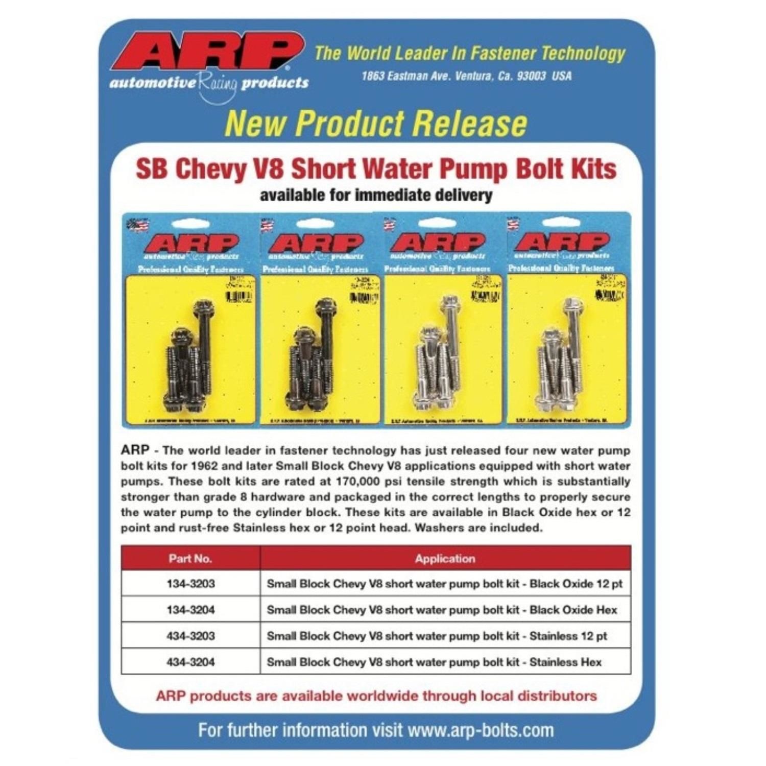 ARP Auto Racing Engine Water Pump Bolt Kit 134-3204