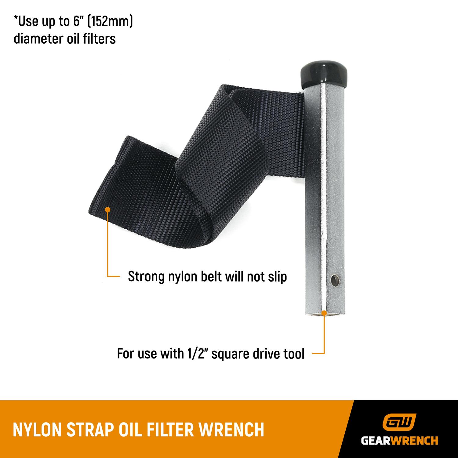 Gearwrench 1/2in Drive Nylon Strap Oil Filter Wrench