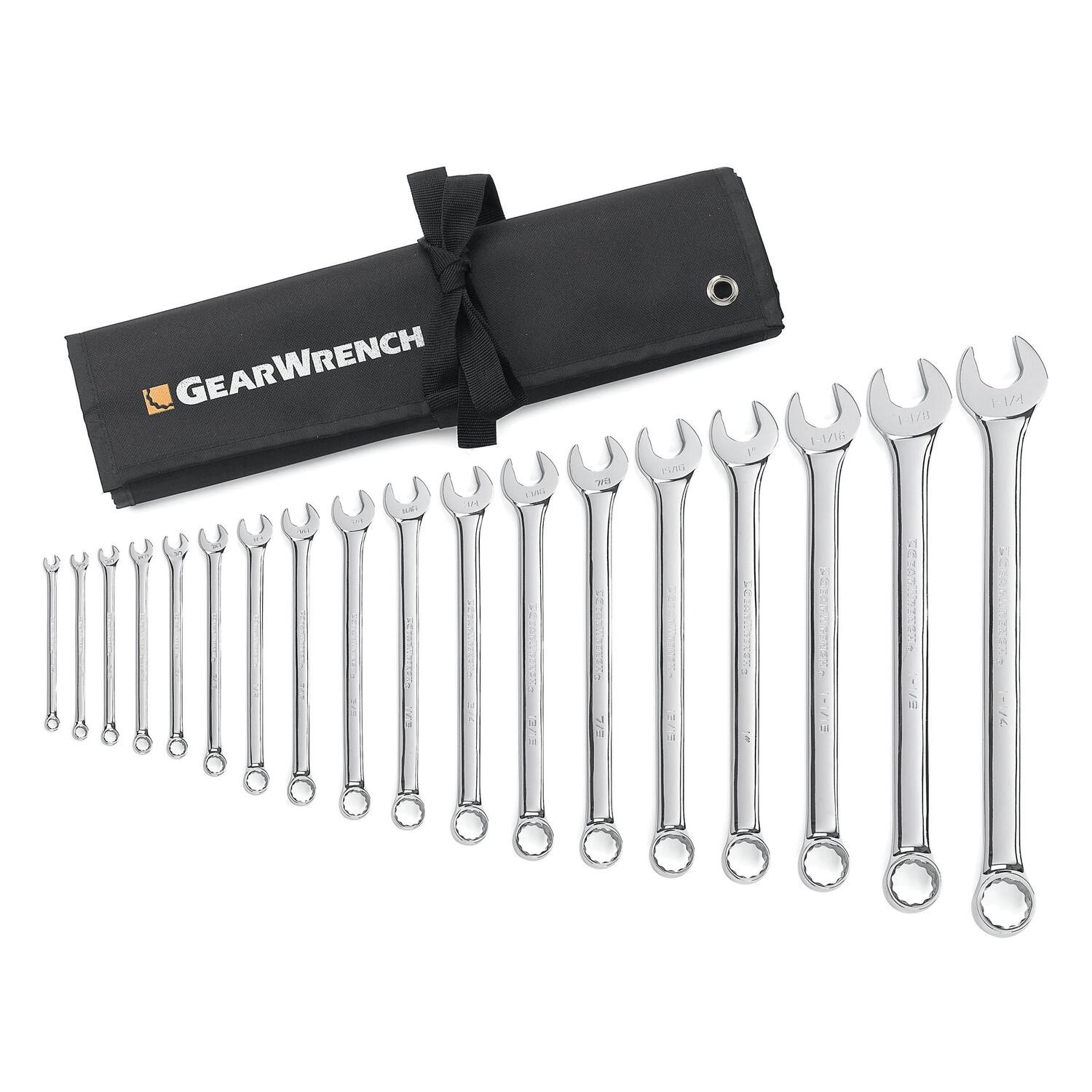 GearWrench 12 Point Long Pattern SAE Combination Wrench Set 18 Piece