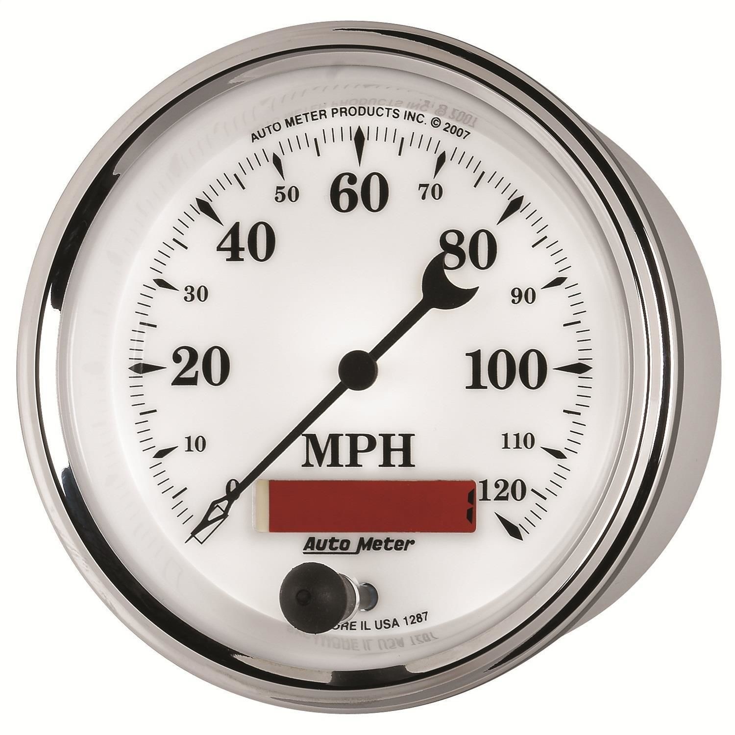 AutoMeter 3 3/8in 0-120 MPH Old Tyme White II Electric Speedometer Gauge