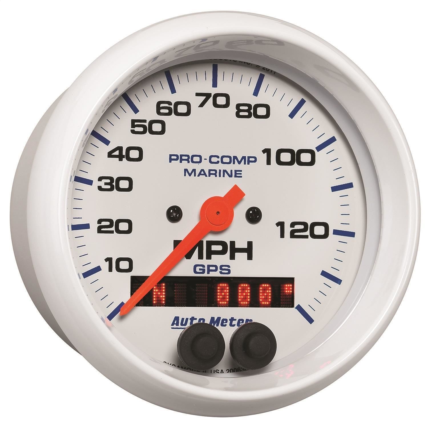 AutoMeter 3 3/8in 0-140 MPH Marine White Speedometer Gauge