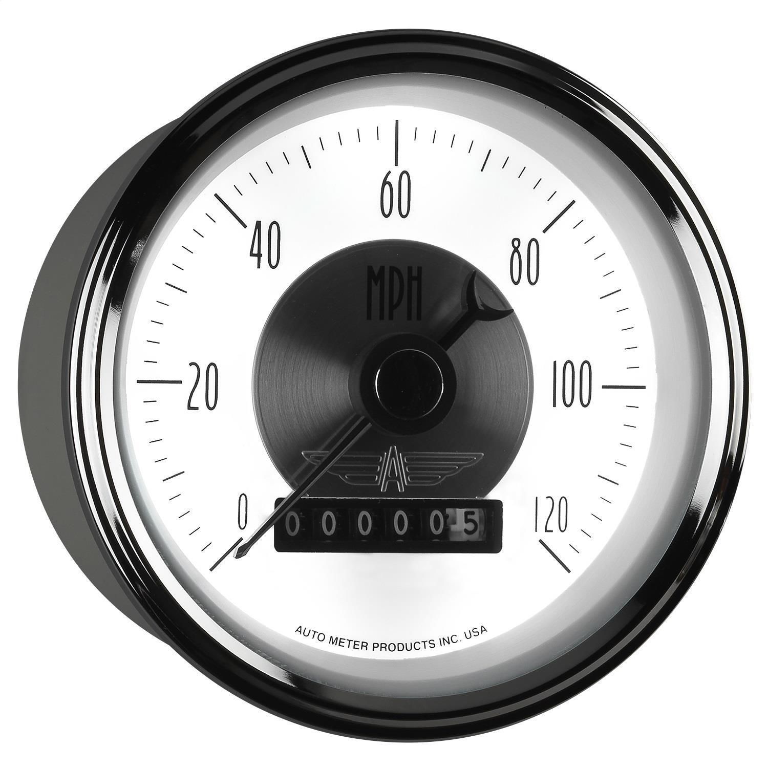 AutoMeter 3 3/8in 0-120 MPH Prestige Pearl Electric Speedometer Gauge ...