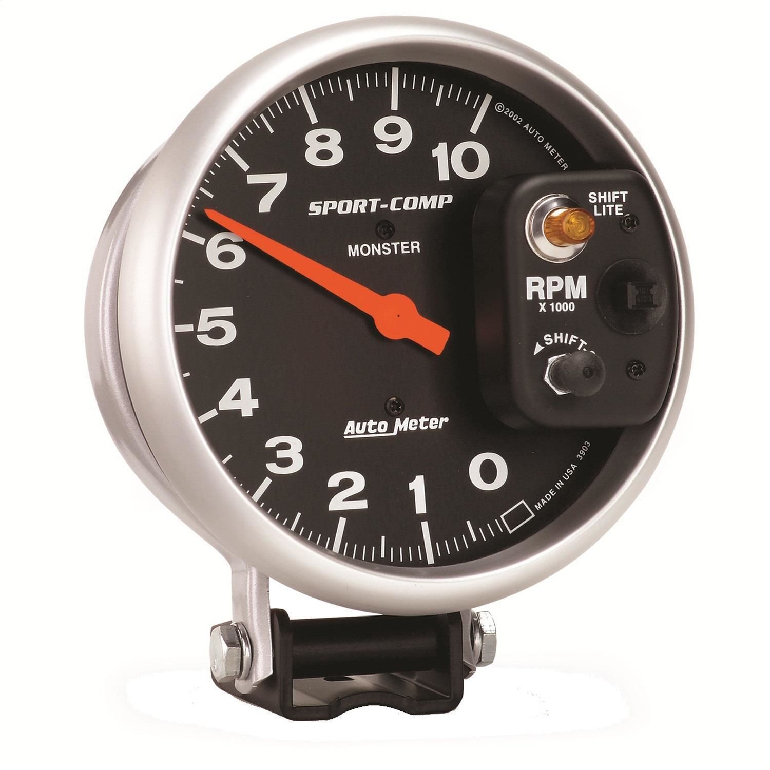 AutoMeter 5in 0-10,000 RPM Black Pedestal Sport-Competition Tachometer ...