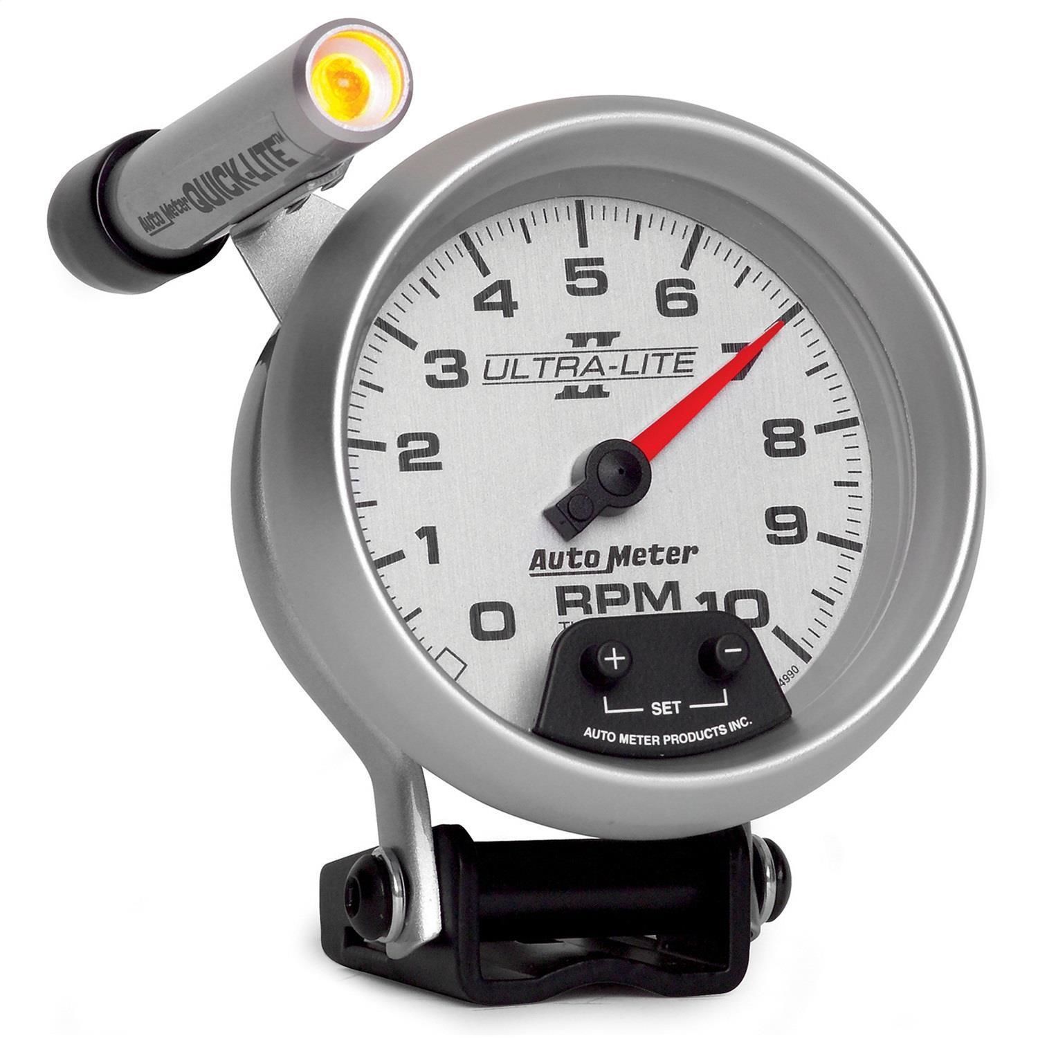 AutoMeter 3 3/4in 0-10,000 RPM Silver Ultra-Lite II Tachometer Gauge