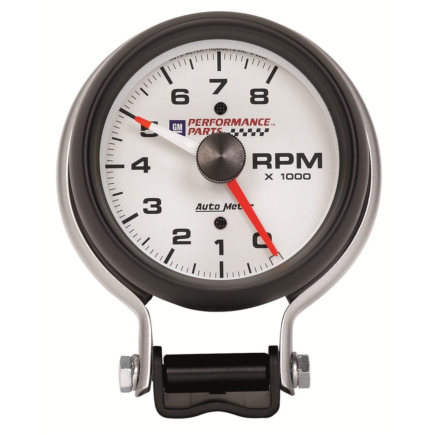 AutoMeter 3 3/4in 0-8,000 RPM White Pedestal Chevy Red Bowtie Tachometer