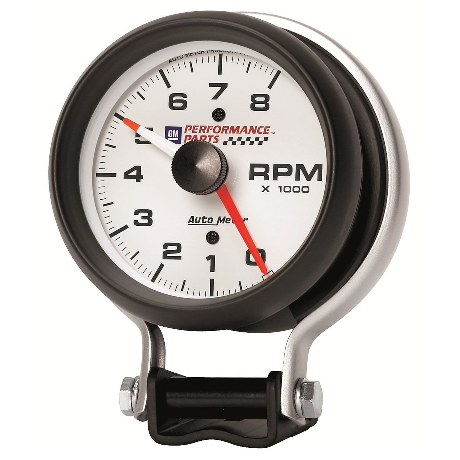 AutoMeter 3 3/4in 0-8,000 RPM White Pedestal Chevy Red Bowtie Tachometer