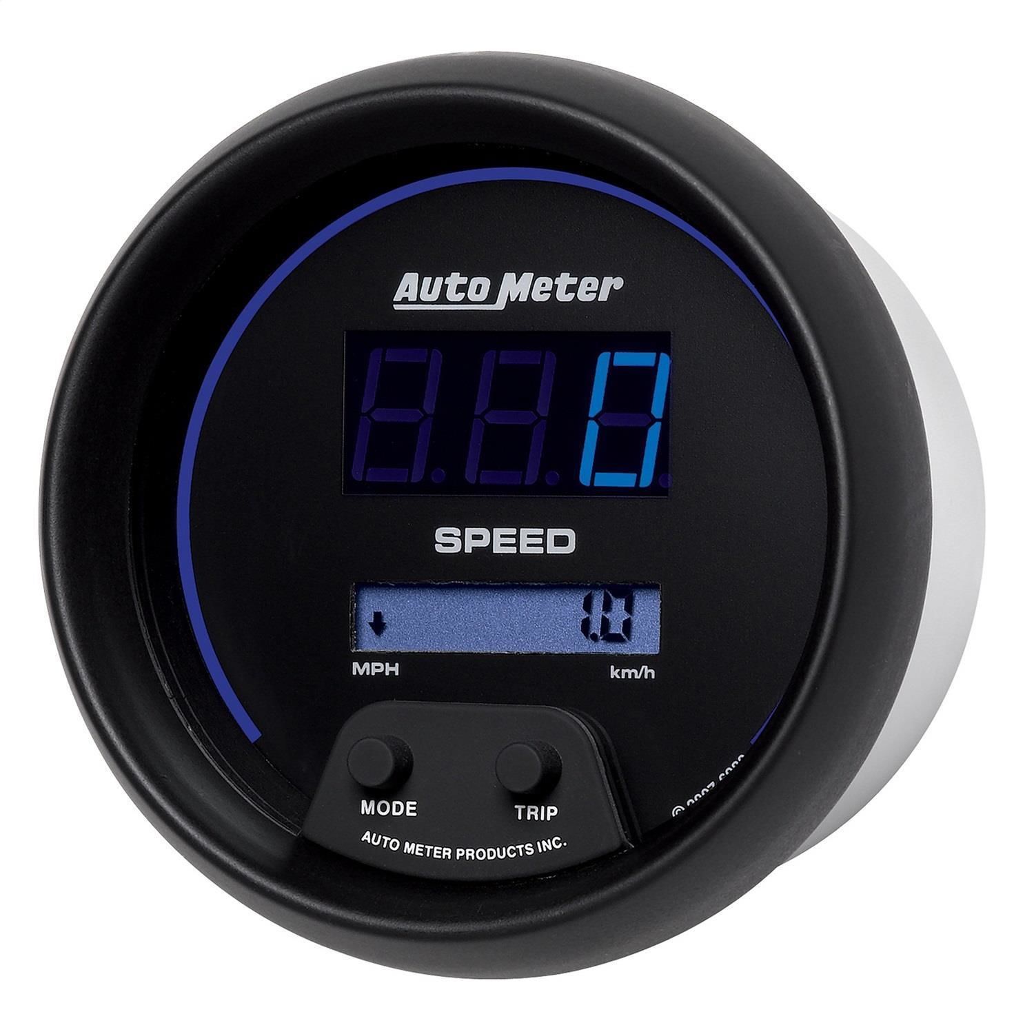 AutoMeter Black with Blue LED 3 3/8in 0-260 MPH and km/h Digital ...