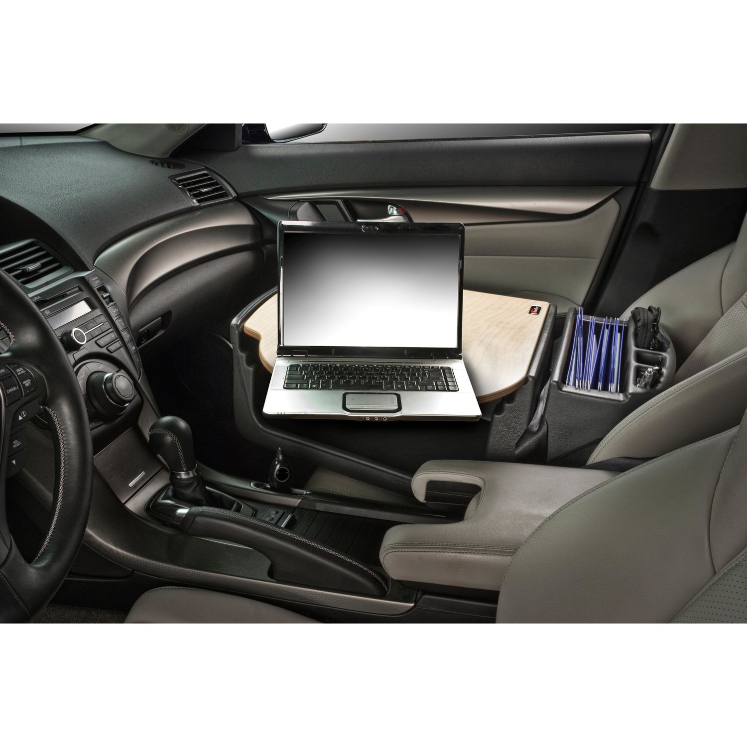 AutoExec Birch Finish RoadMaster Car Desk with Tablet Mount