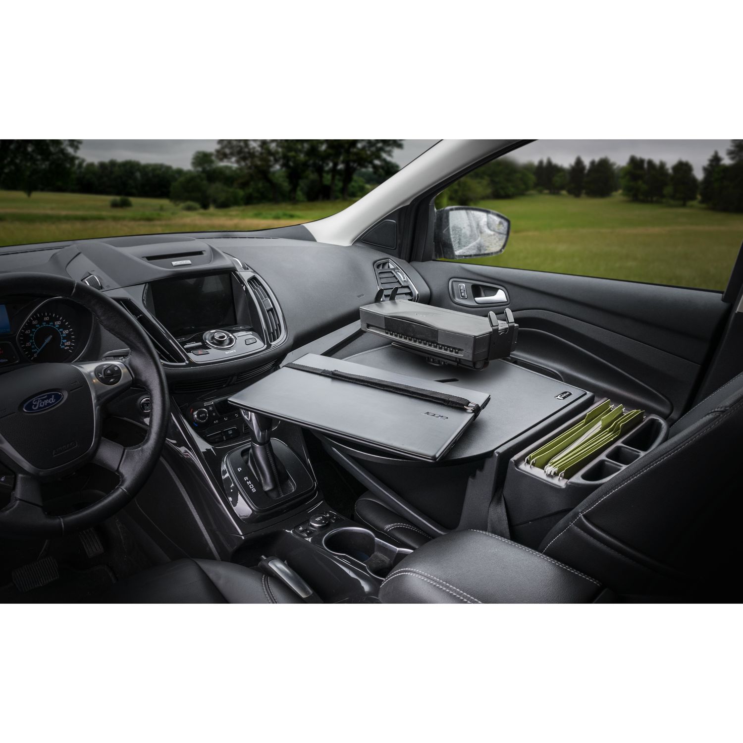 AutoExec Black RoadMaster Car Desk with Printer Stand