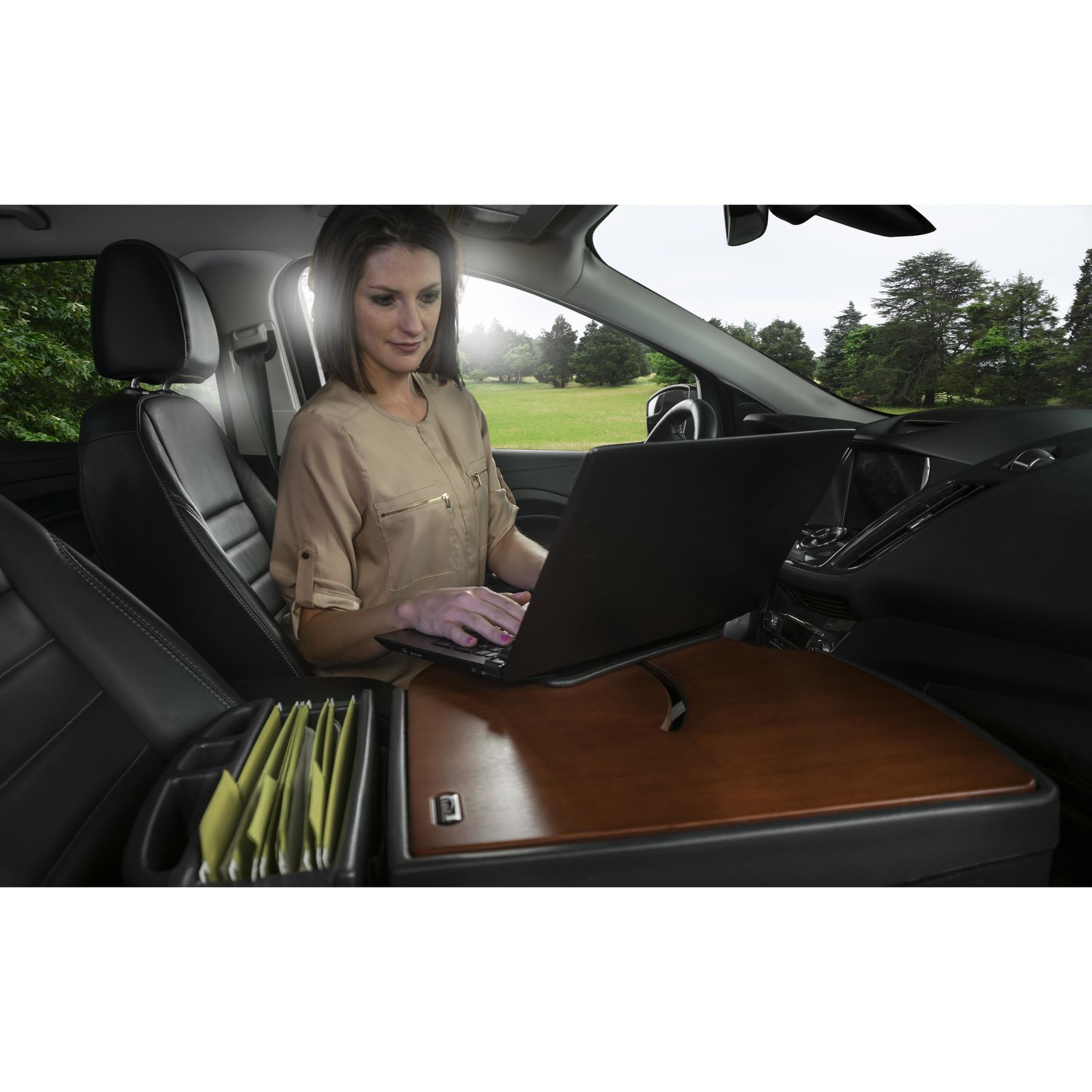 AutoExec Mahogany Finish RoadMaster Car Desk