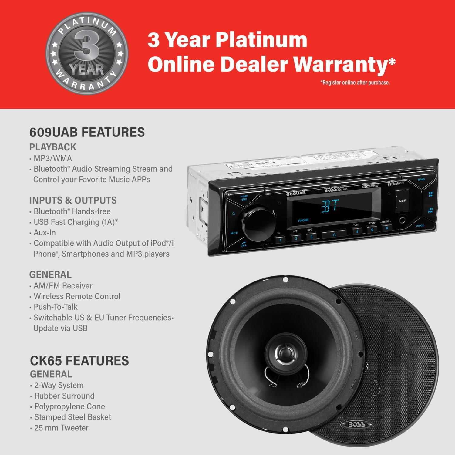 Boss Audio Systems Single Din Mechless Stereo System with Speaker