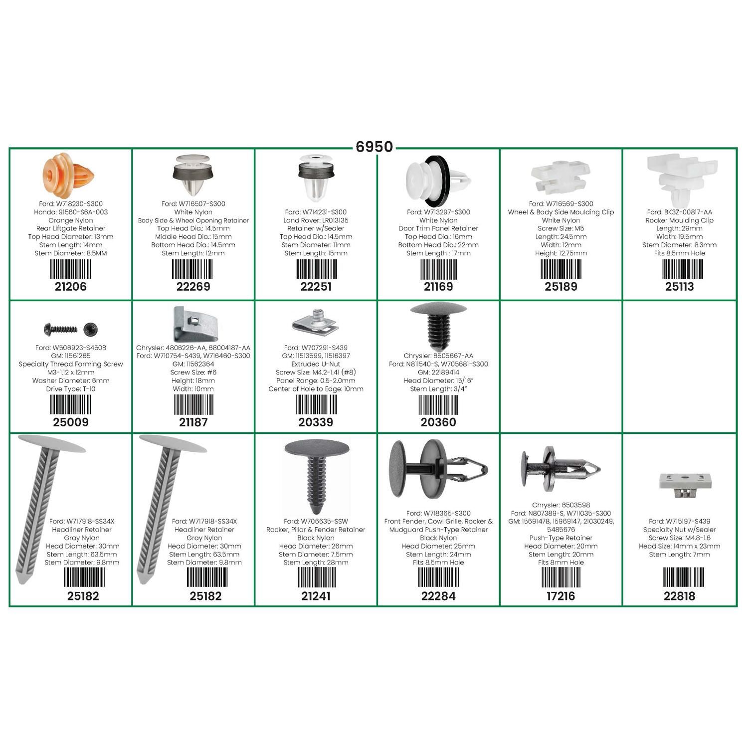 Auveco Rear Quik-Select II Ford Transit Clip and Retainer