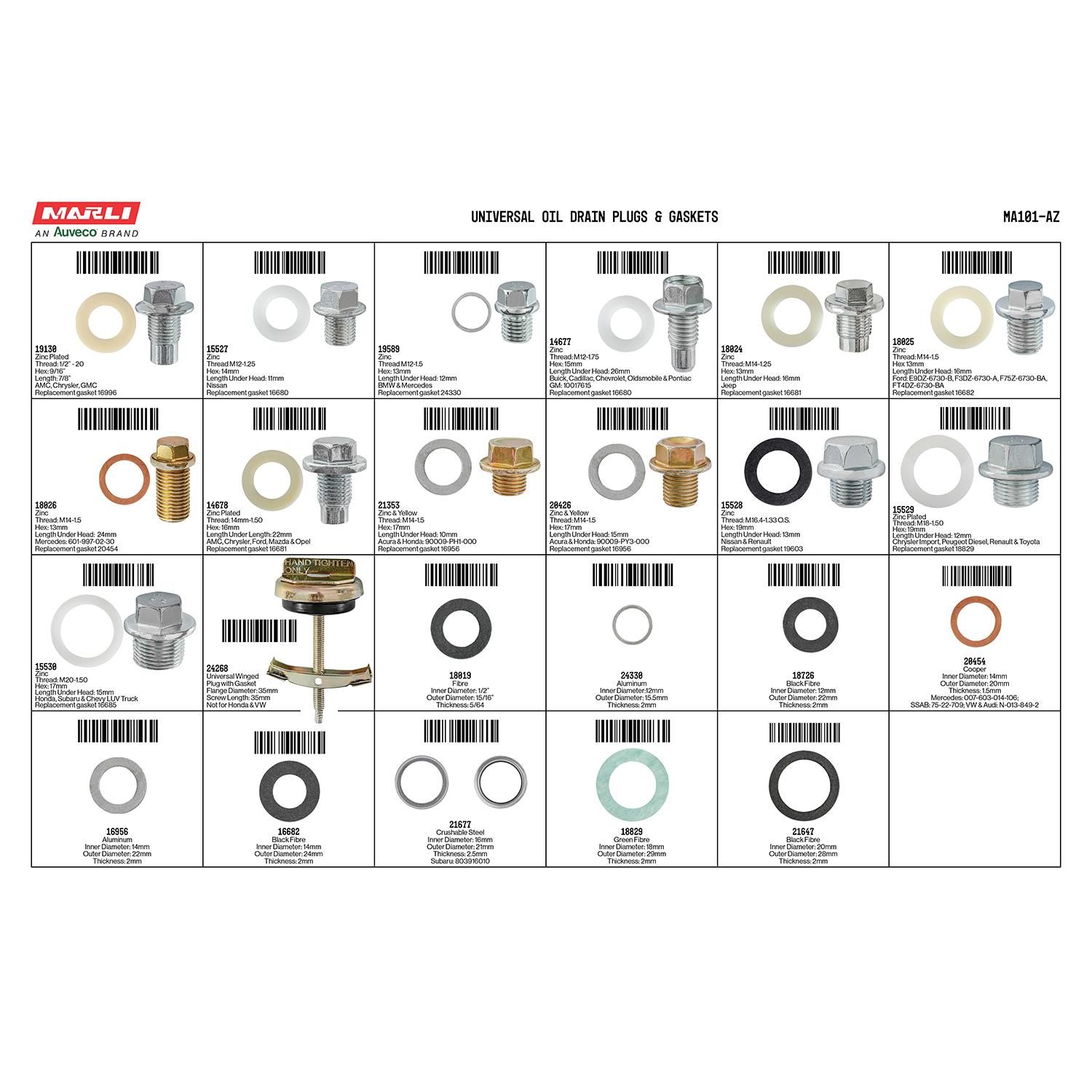 Auveco Oil Drain Plug and Gasket