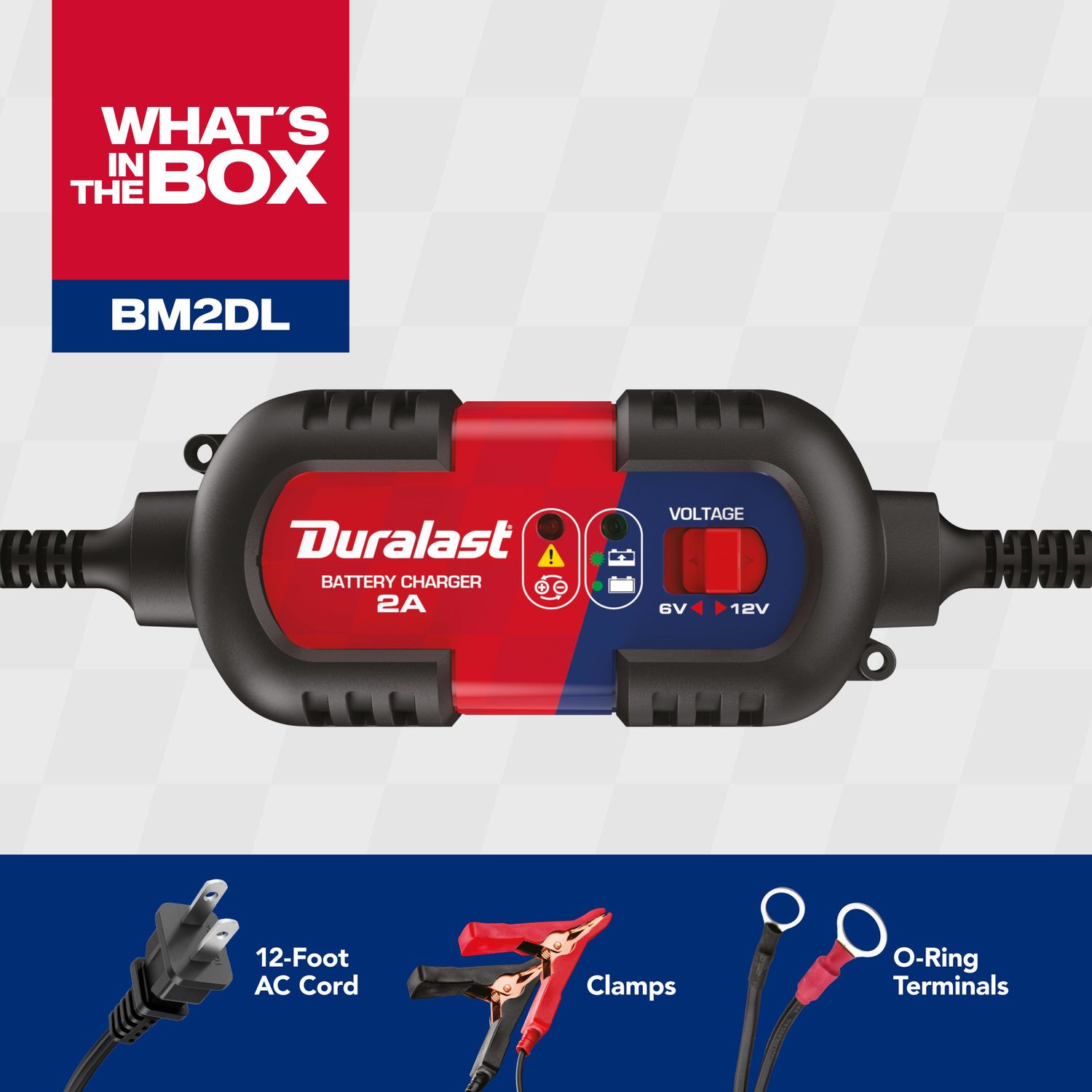 Duralast 2 Amps 6 to 12 Volt Battery Maintainer and Charger BM2DL