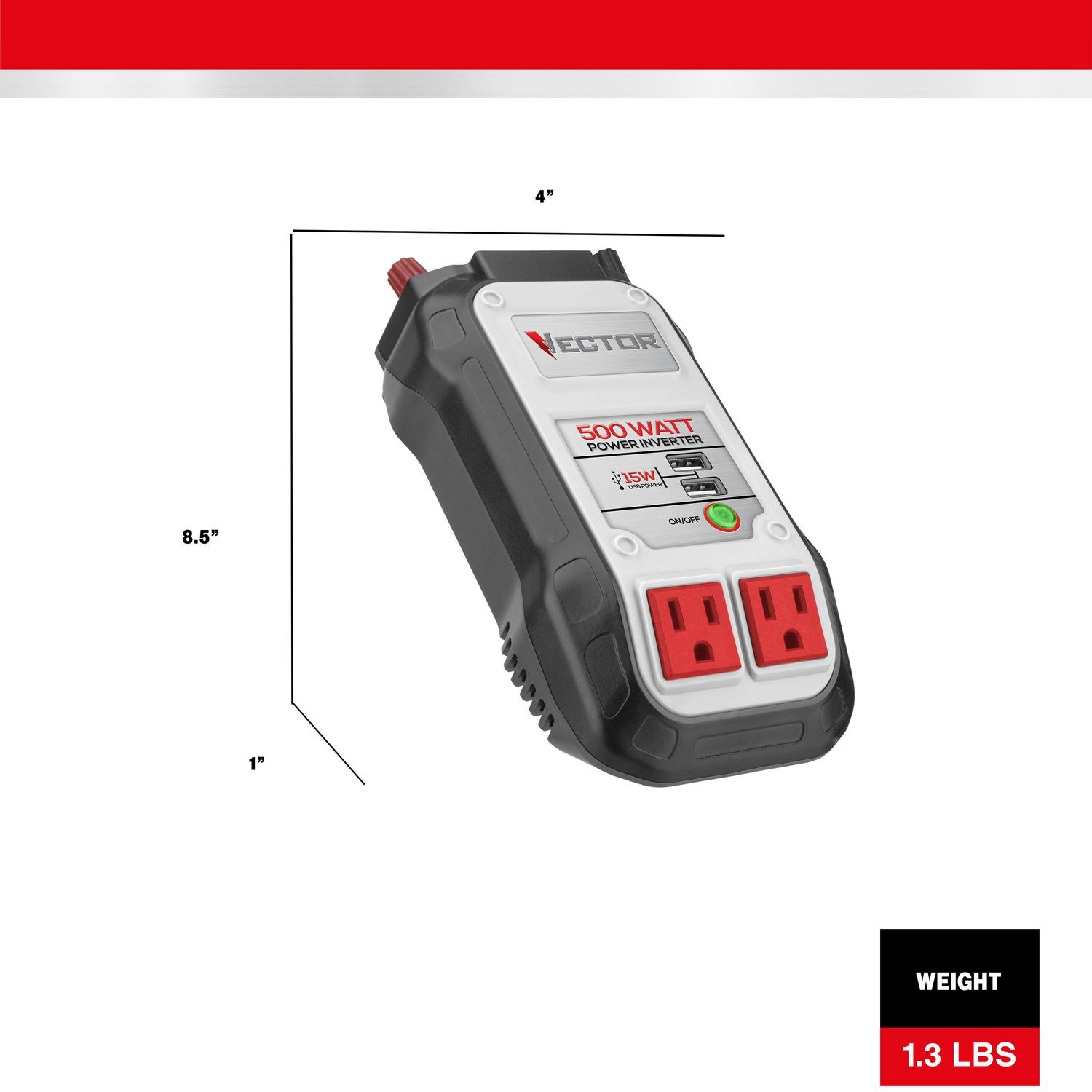 Vector 500 Watts Power Inverter with Pivoting AC Outlets and Dual 3.1 ...