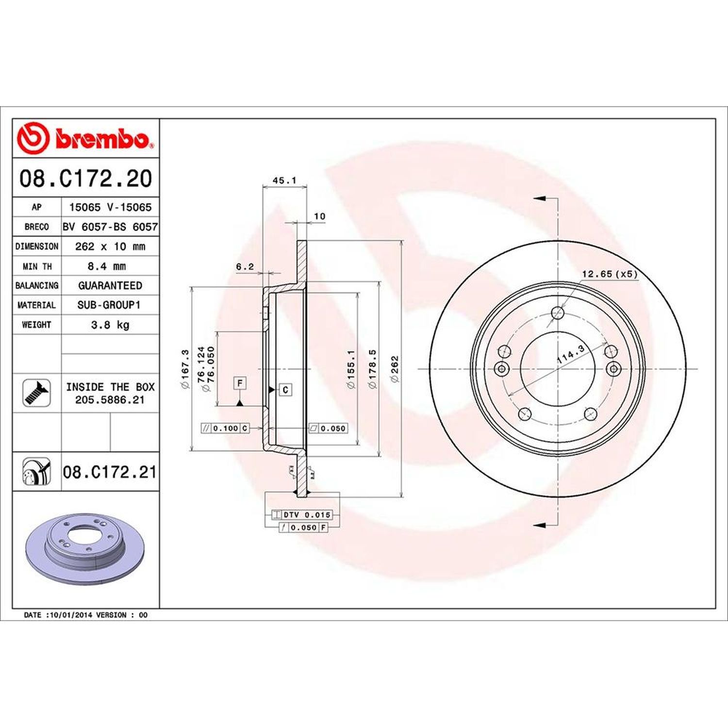 Brembo Disc Brake Rotor 08.C172.21