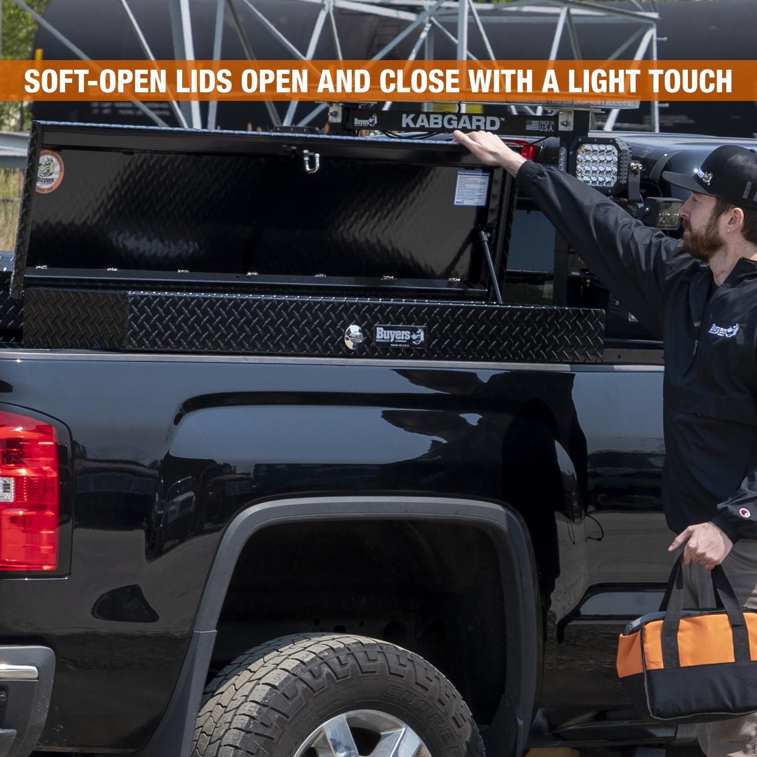 Buyers Products 13 x 16 x 47in Gloss Black Diamond Tread Aluminum Lo ...