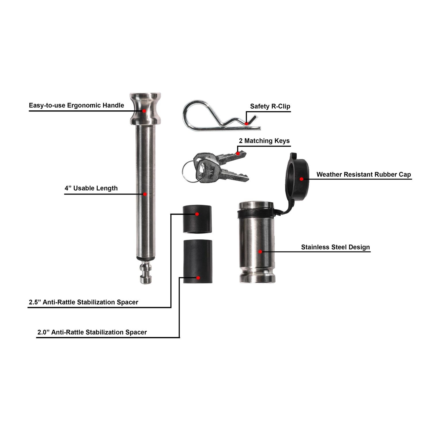BulletProof Hitches 5/8in Locking Pin Set 2 Piece