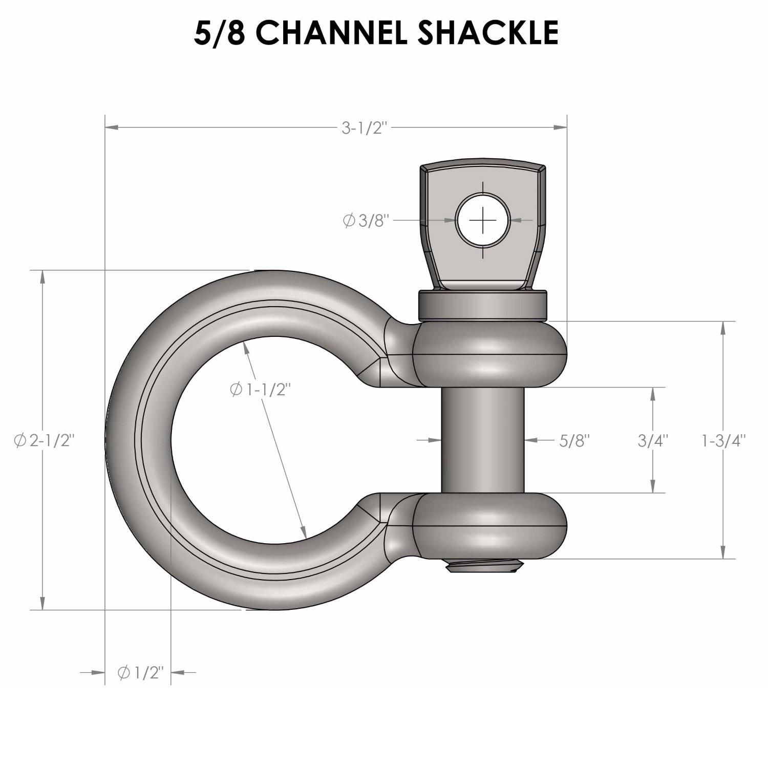 BulletProof Hitches 5/8in Channel Shackle for Safety Chains Set of 2