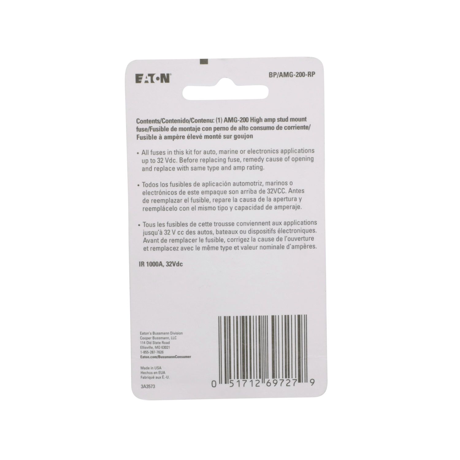 Bussmann 200 Amp High Current Stud Mount Fuse