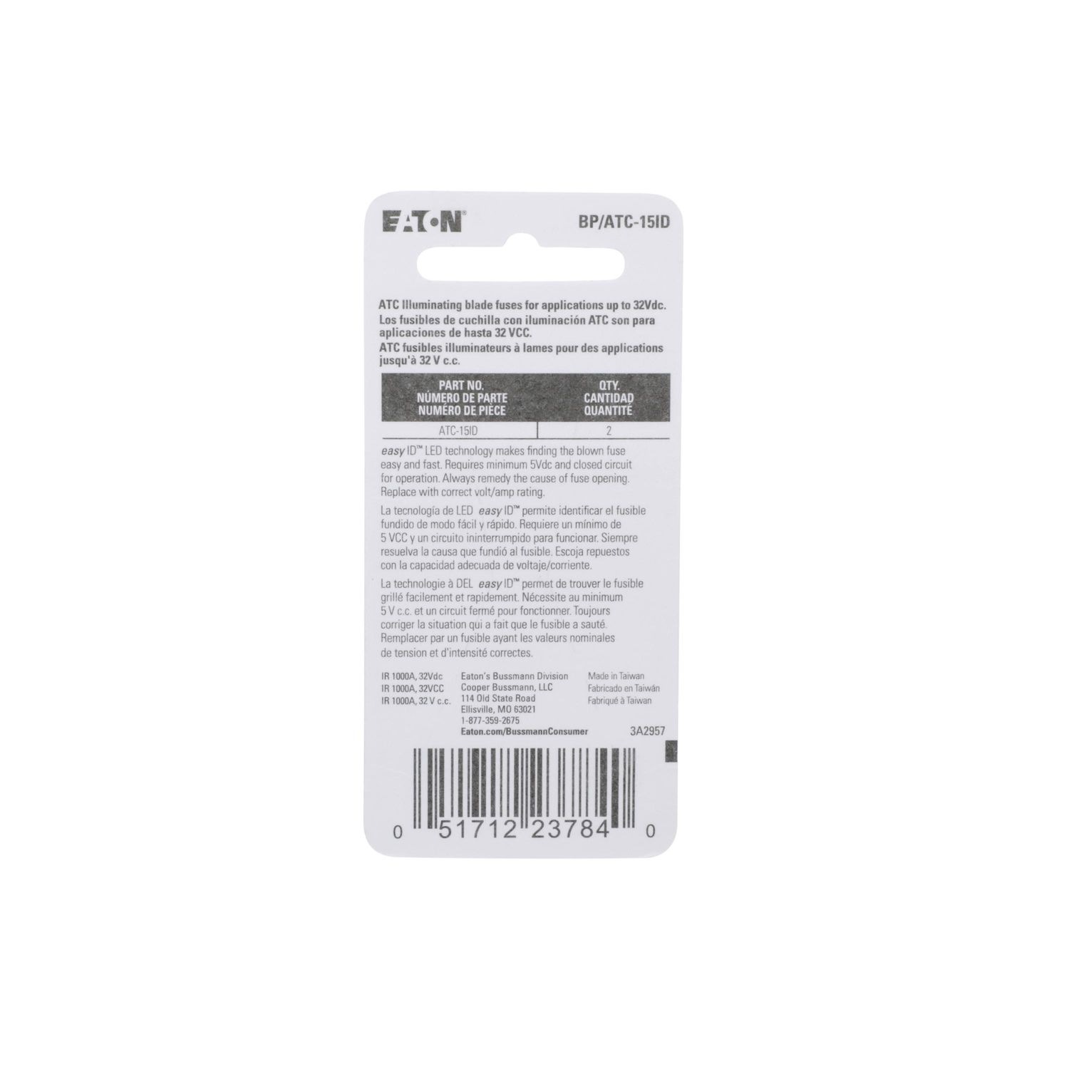 Bussmann 15 Amps ATC easy BP-ATC-15ID Fuse