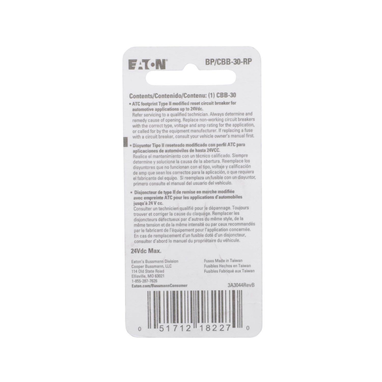 Bussmann Circuit Breaker BP-CBB-30-RP