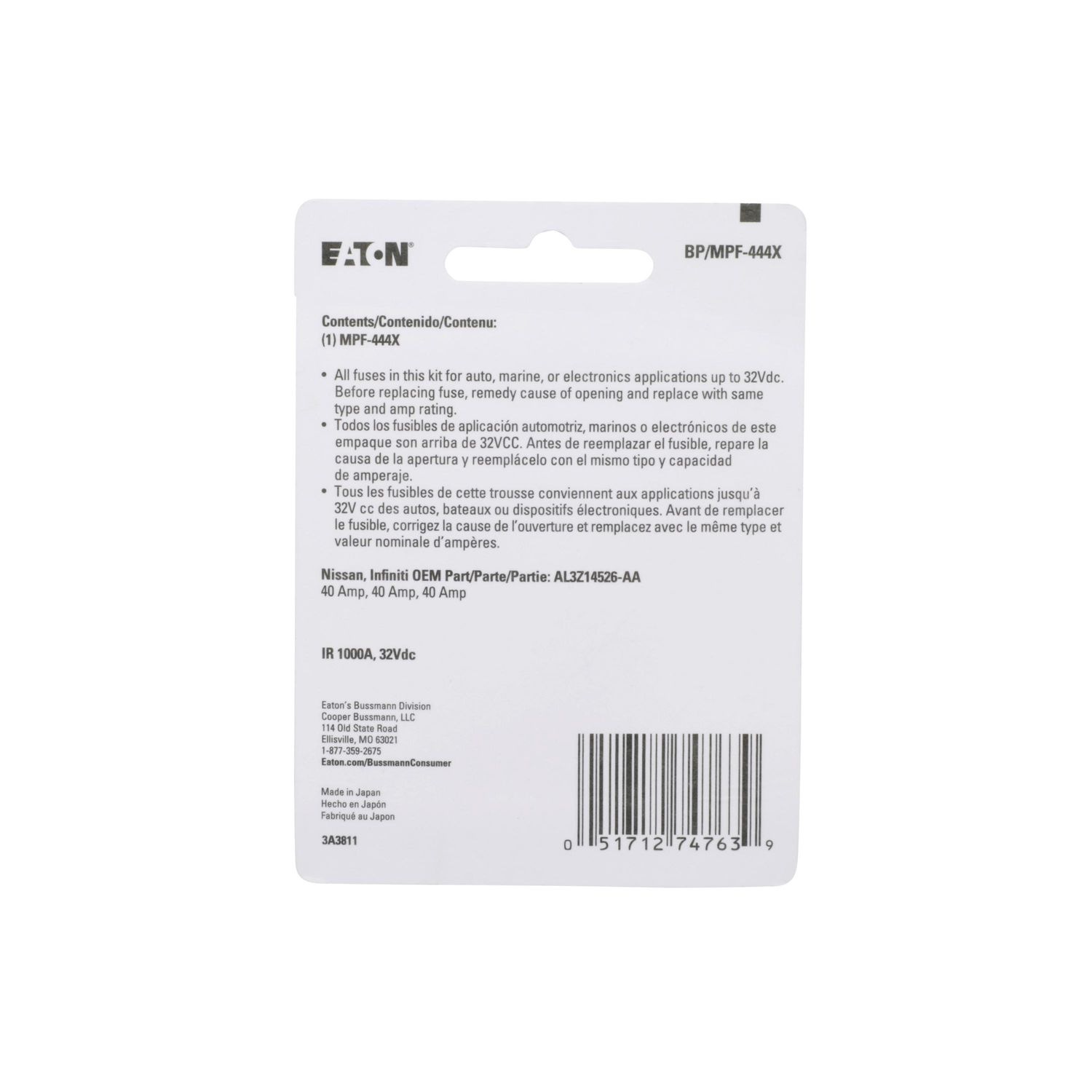 Bussmann Green 40 Amps Multi-Pole Fuse