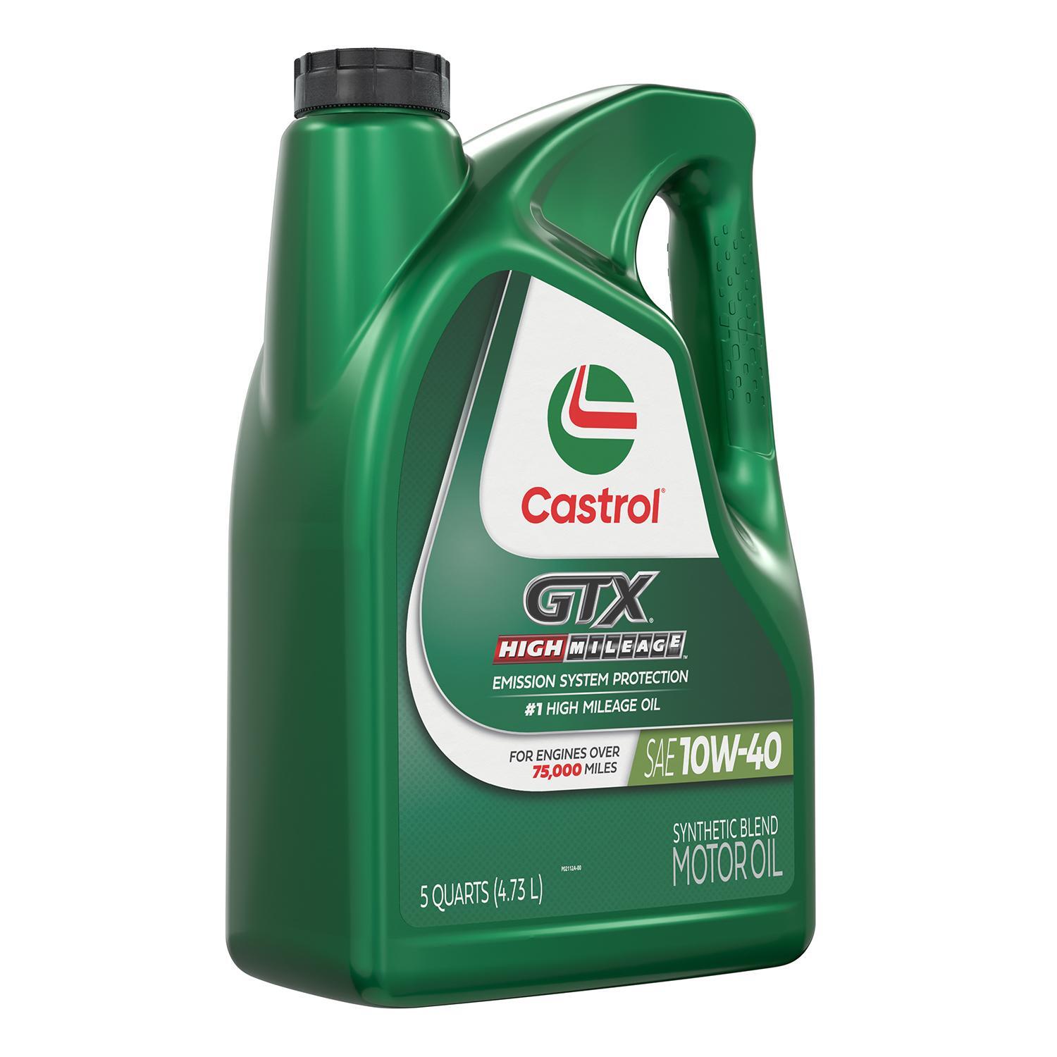 Castrol GTX High Mileage Synthetic Blend Engine Oil 10W-40 5 Quart
