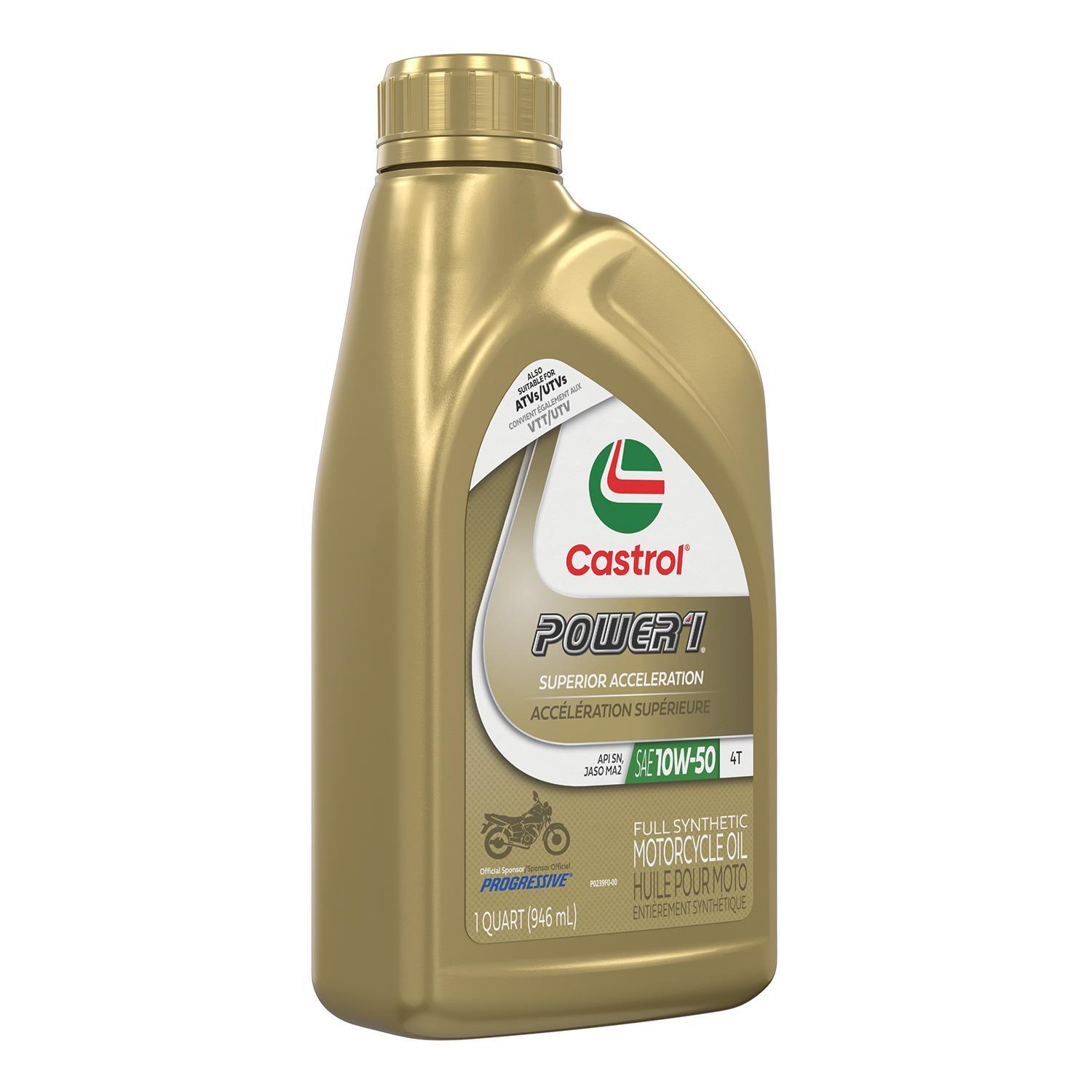 Castrol Power1 Motorcycle Full Synthetic Engine Oil 10W-50 1 Quart