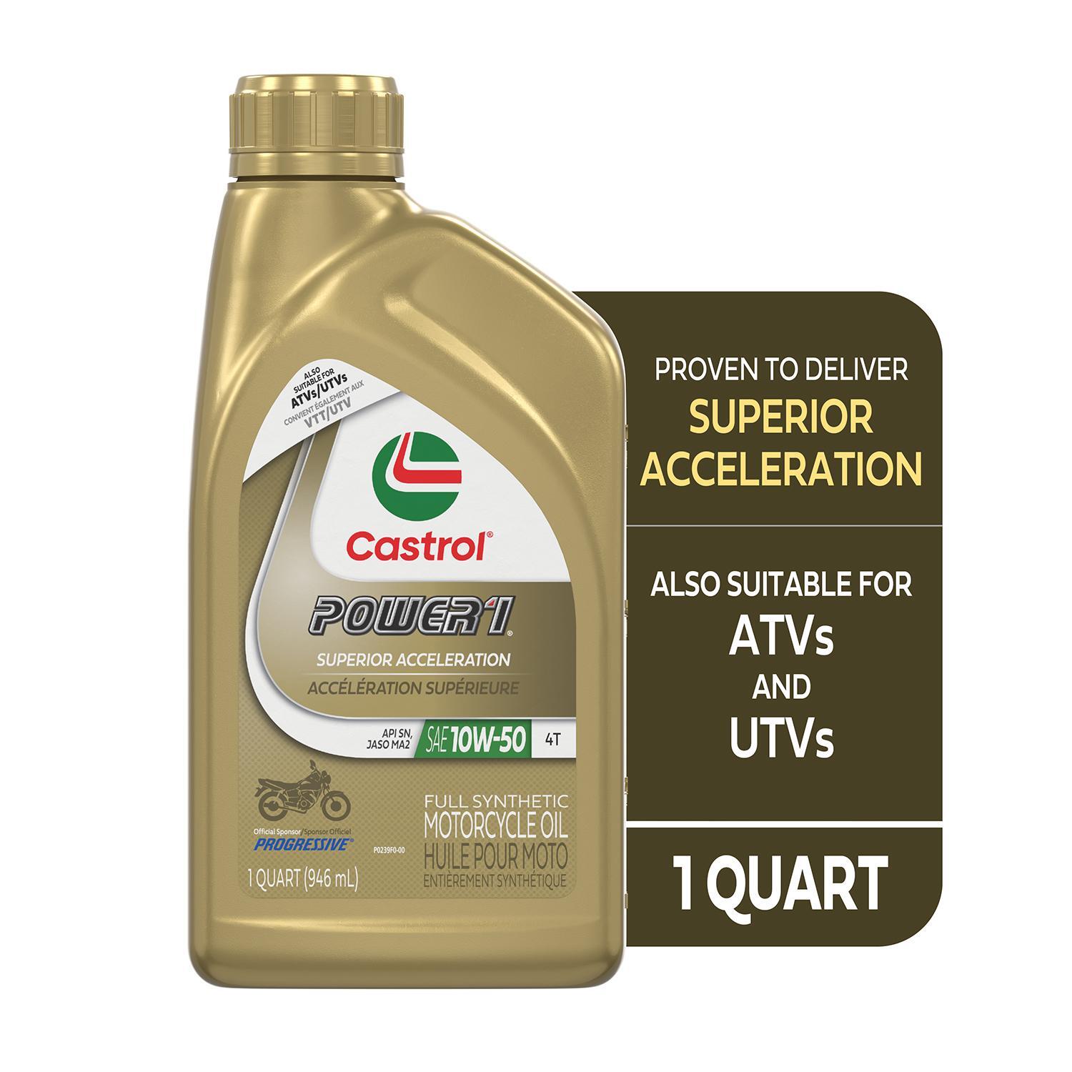Castrol Power1 Motorcycle Full Synthetic Engine Oil 10W-50 1 Quart
