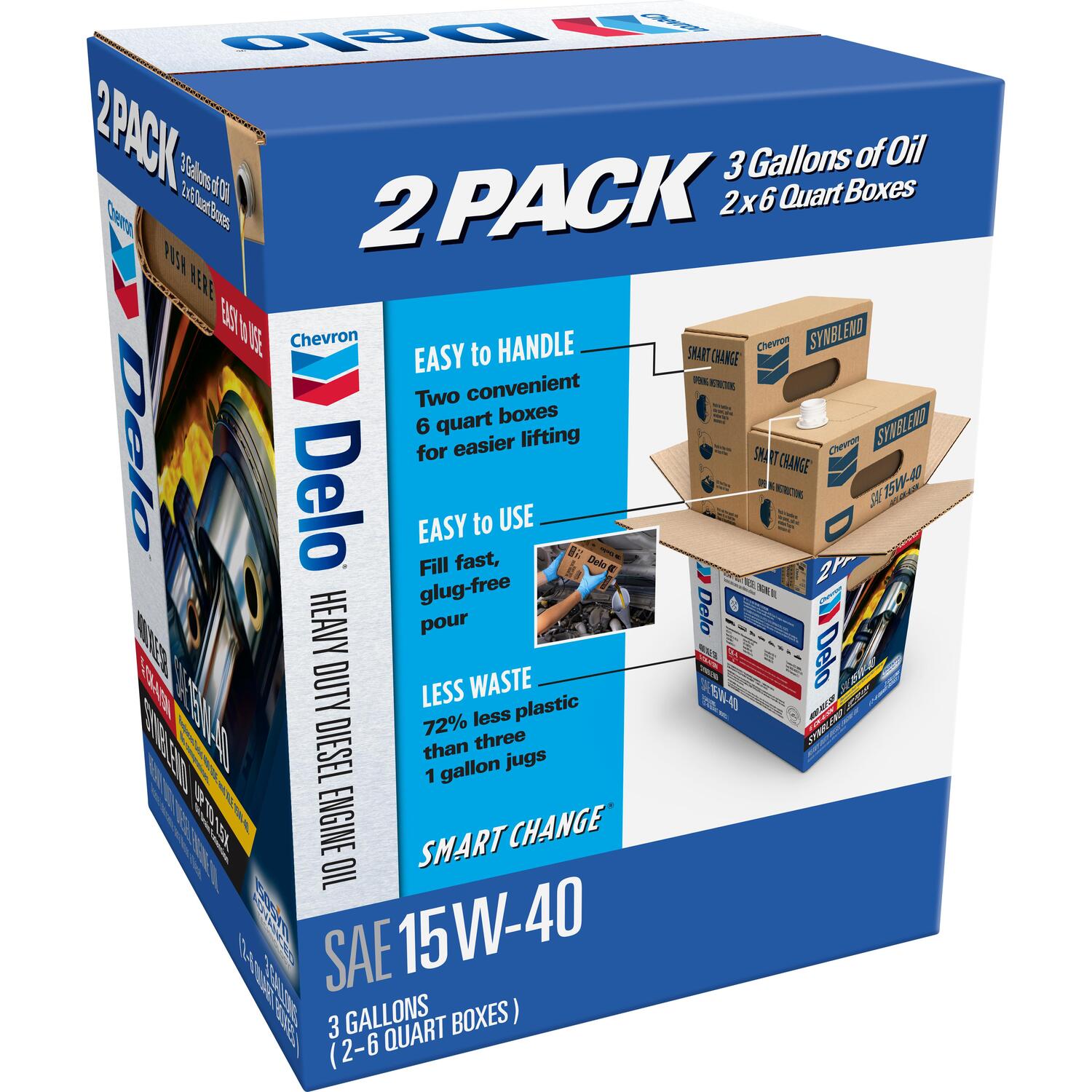 Chevron Delo 400 XLE SB 15W-40 Synthetic Blend Diesel Oil 3 Gallon Bag ...