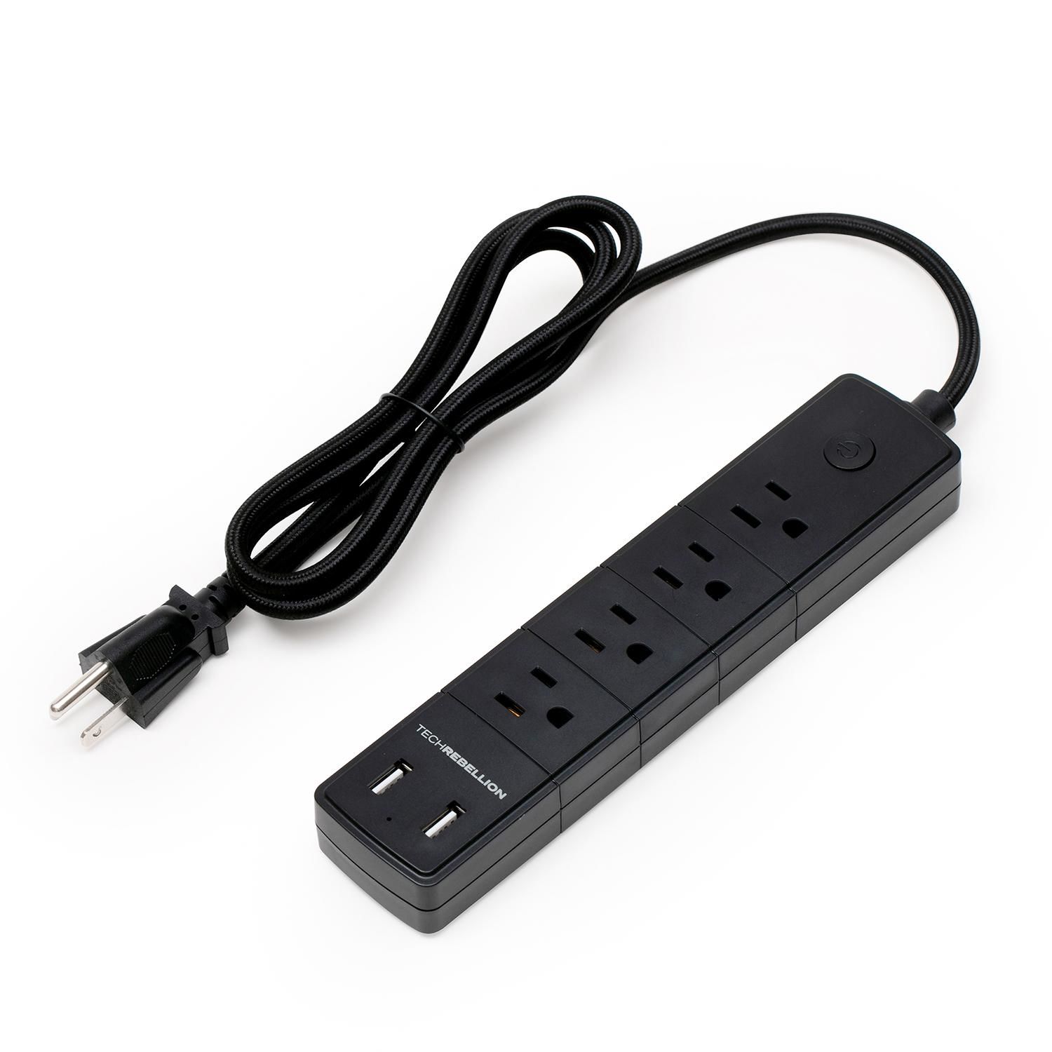 CJ Tech 4 Outlet 2 USB Power Strip Extension Cord