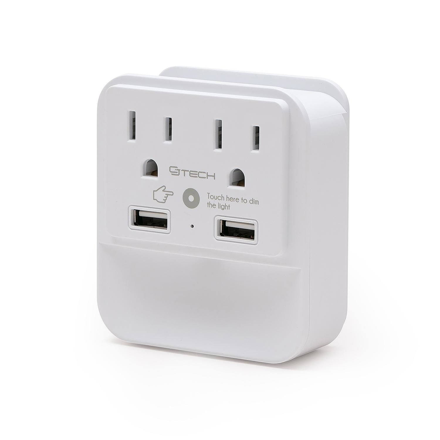 CJ Tech Wall Tap 2 Outlet 2 USB with Built in Nightlight