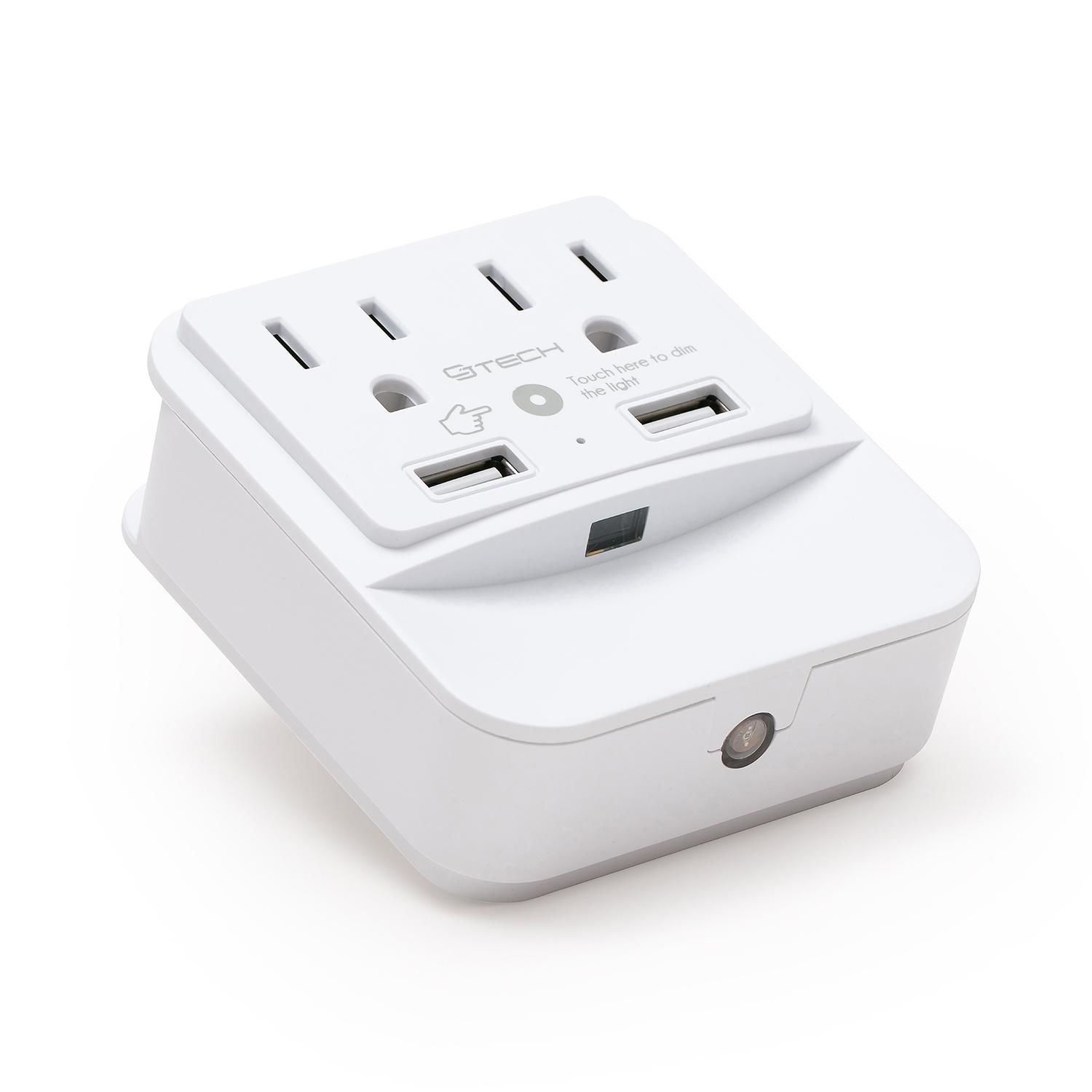 CJ Tech Wall Tap 2 Outlet 2 USB with Built in Nightlight