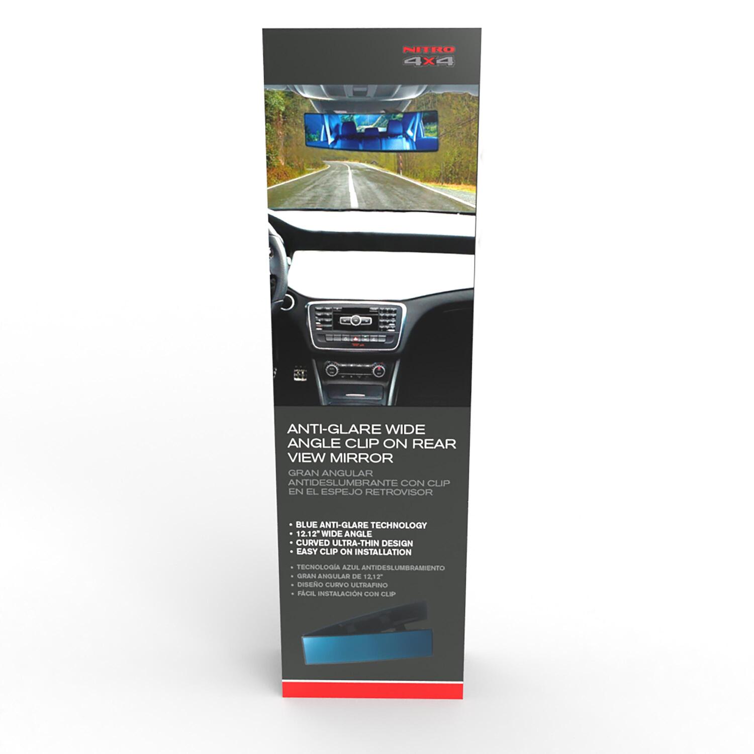 Nitro 4 X 4 Blue Antiglare Curved Clip on Rear View Mirror