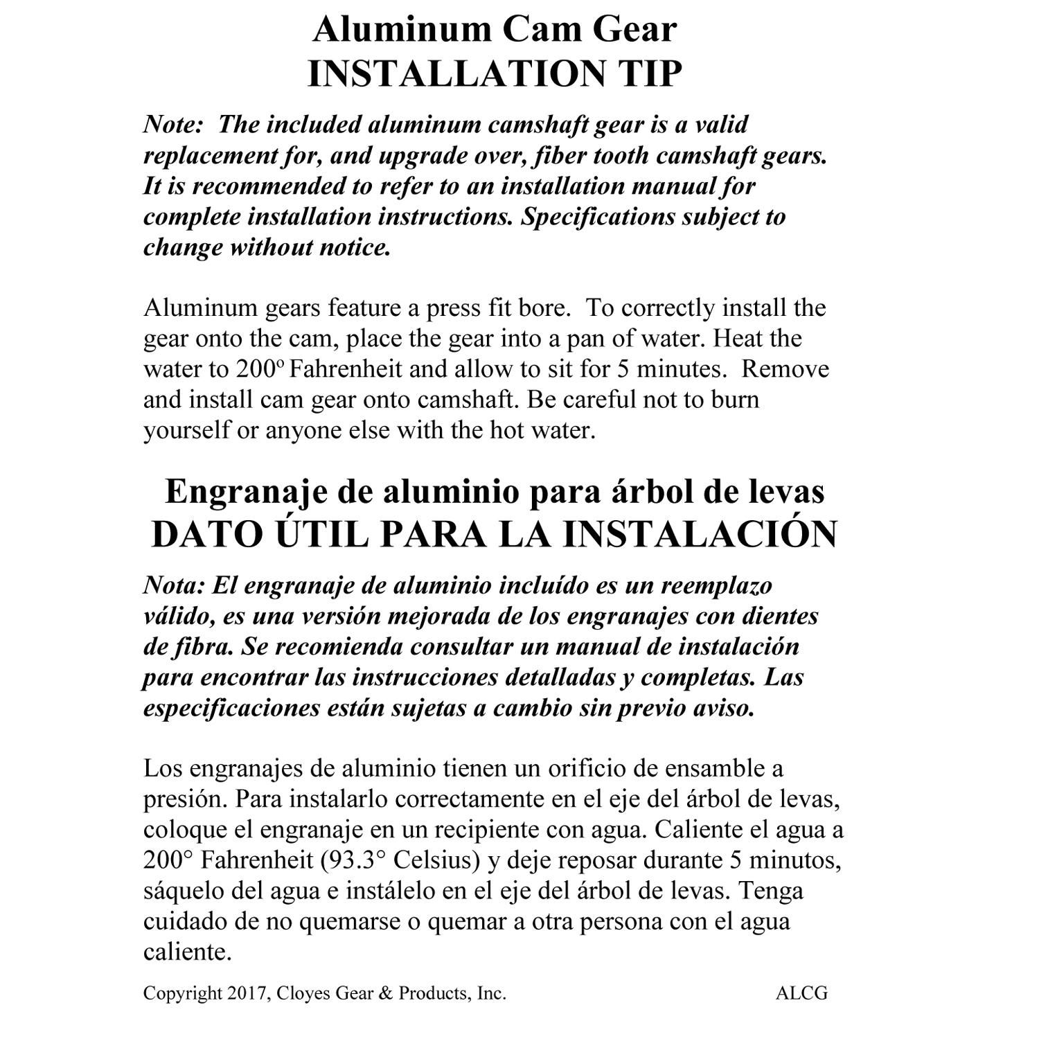 Cloyes Engine Timing Gear Set 2542S