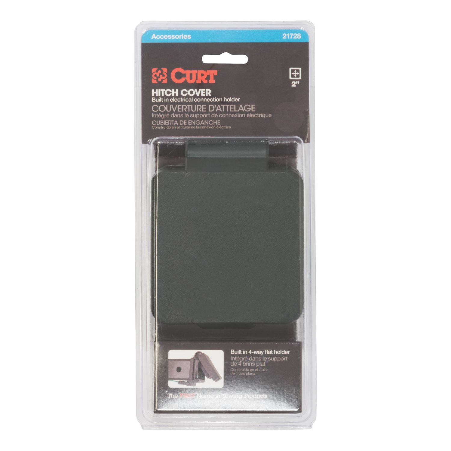 Curt 2in Rubber Hitch Tube Cover with 4-Way Flat Holder