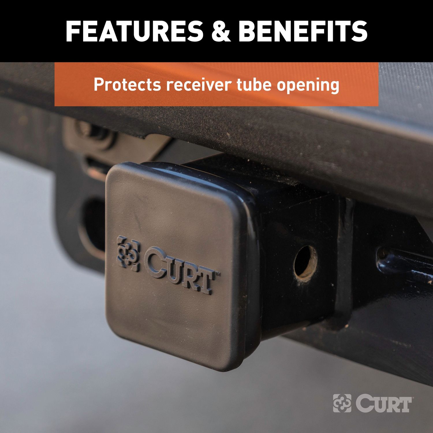 CURT 2 1/2in Rubber Hitch Tube Cover Packaged