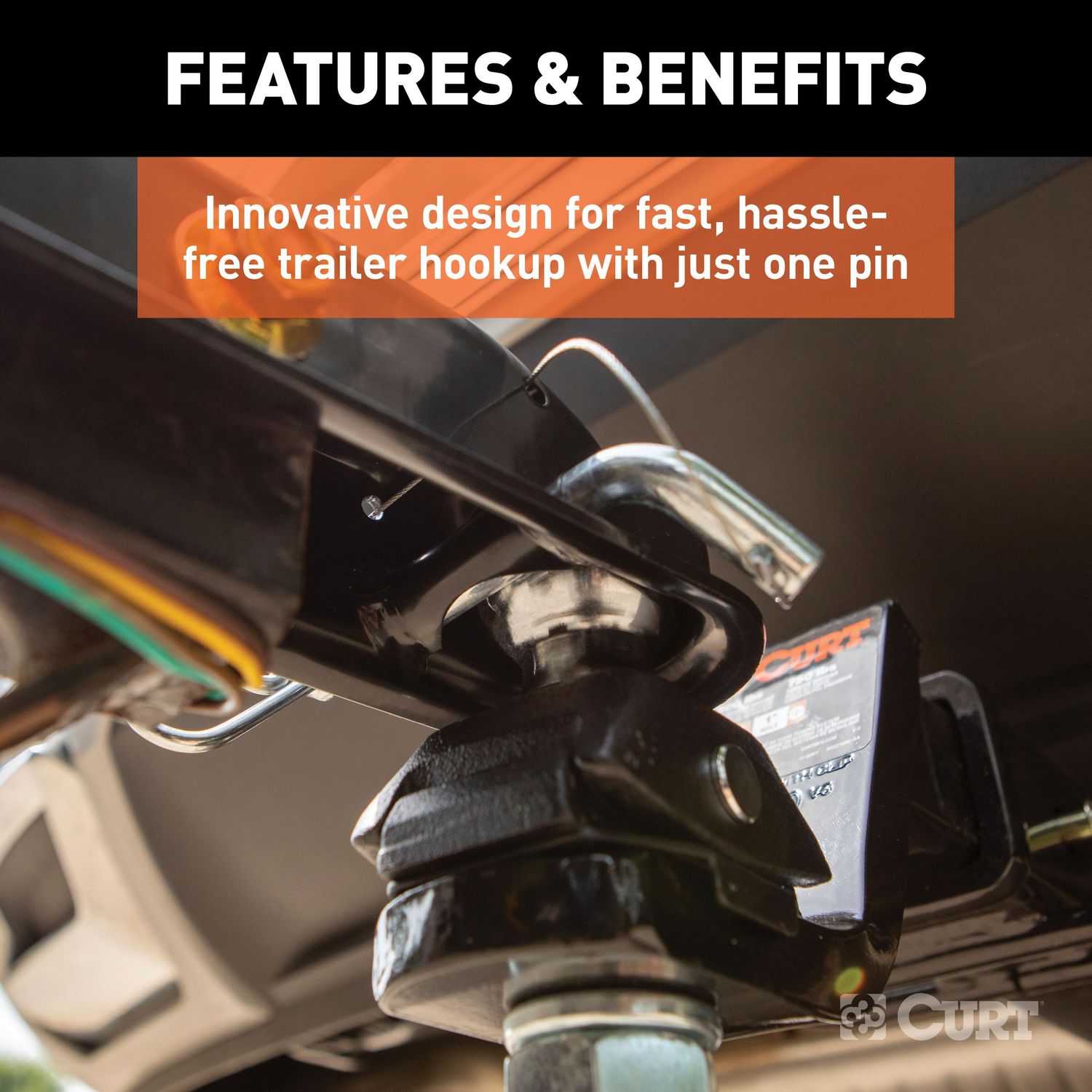 CURT 2in Trailer Coupler 2in Channel, 3,500lbs QuickPin No-Latch